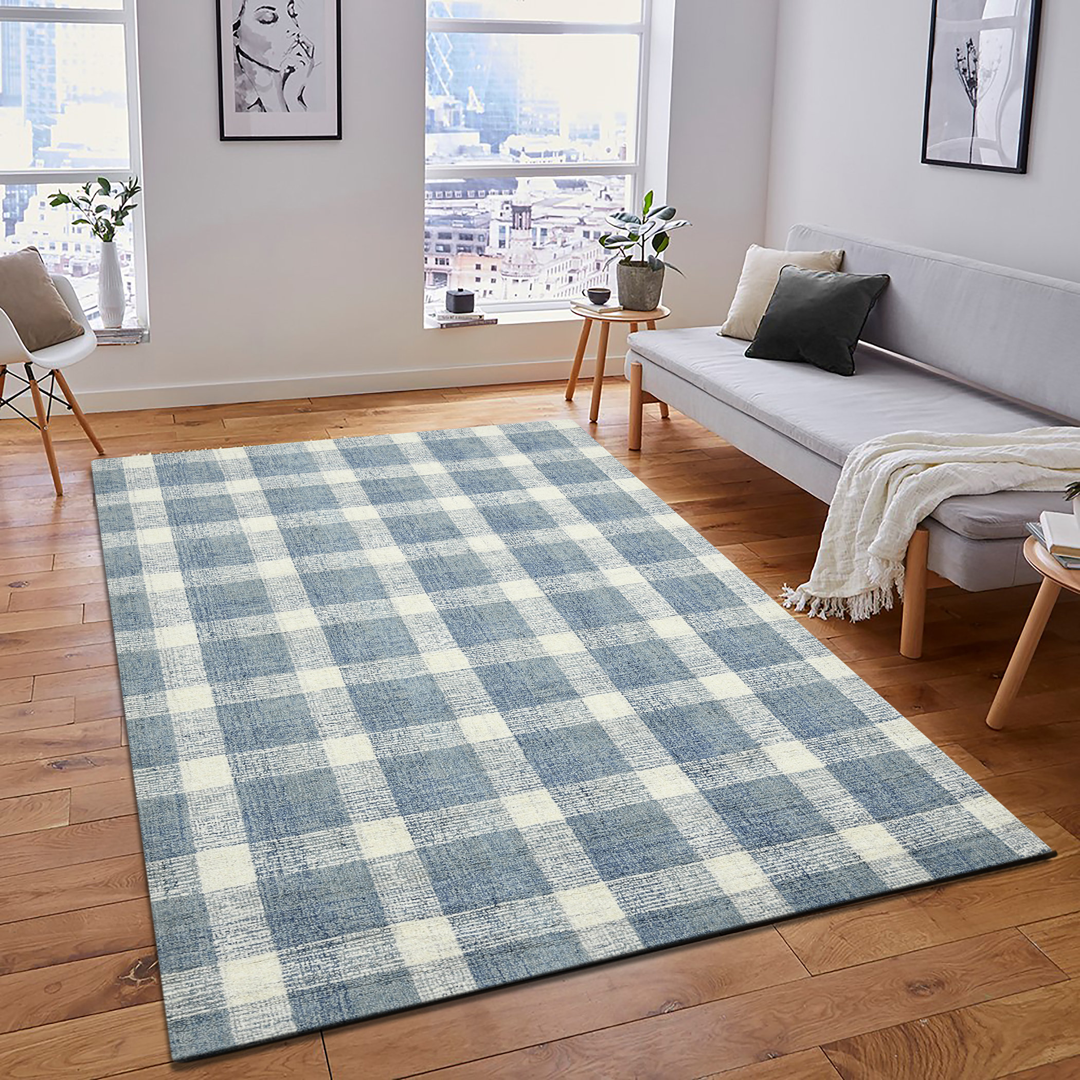 Highland Dunes Maney Hand Tufted Wool Plaid Rug & Reviews | Wayfair