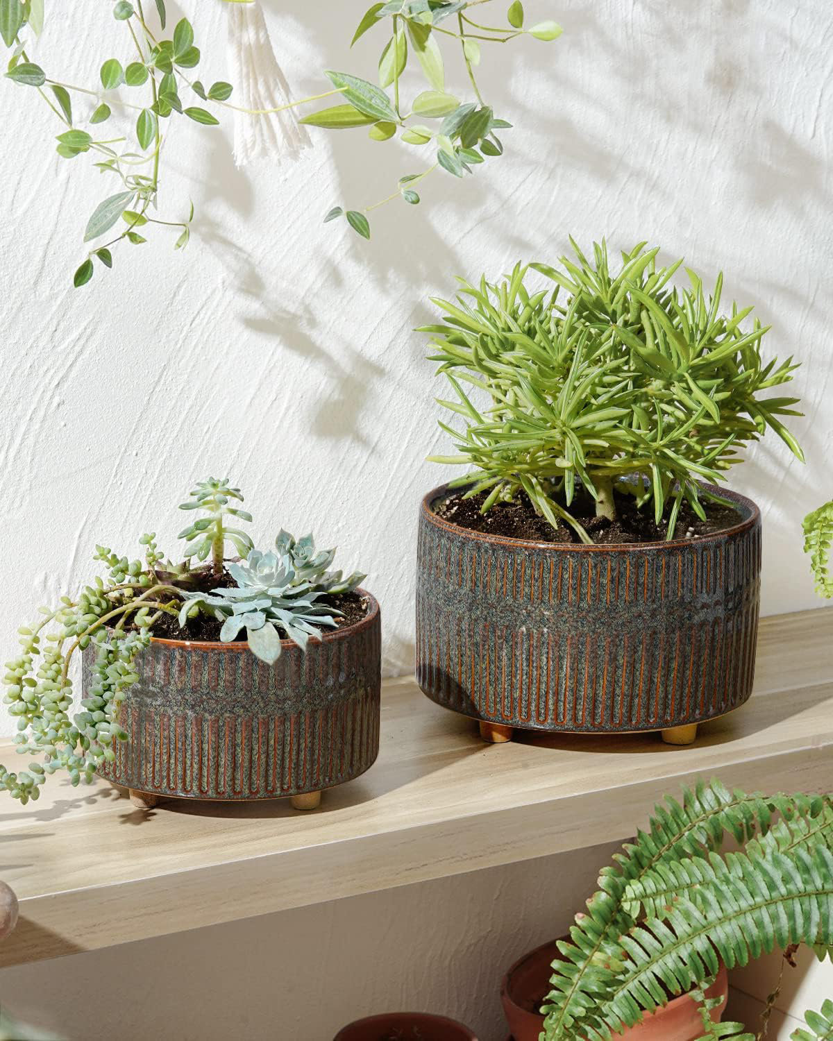 Dakota Fields Ceramic flowerpots, modern round decorative flowerpots ...