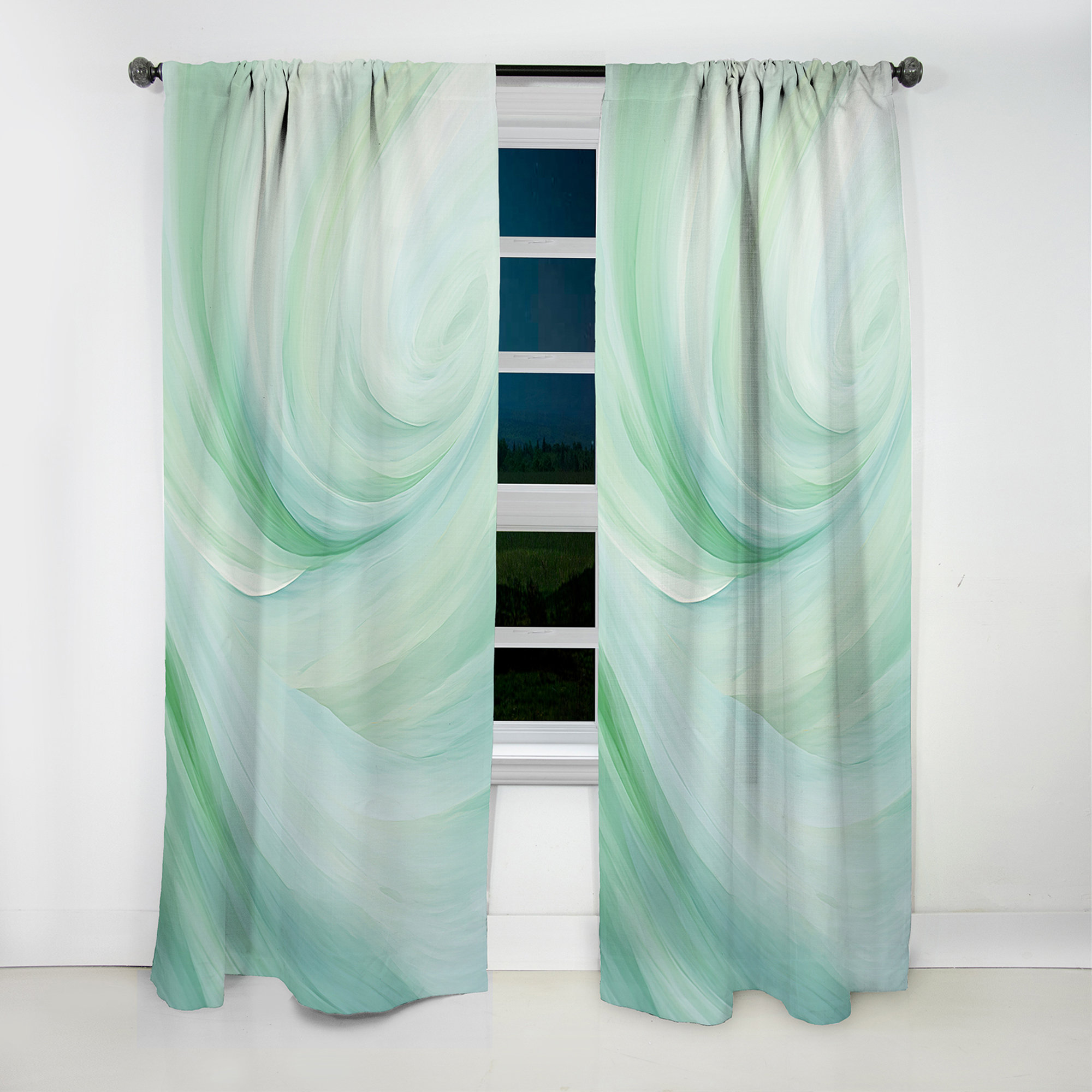 Design Art Green Whispering Wave Spiral - Spirals Curtain - Blackout ...