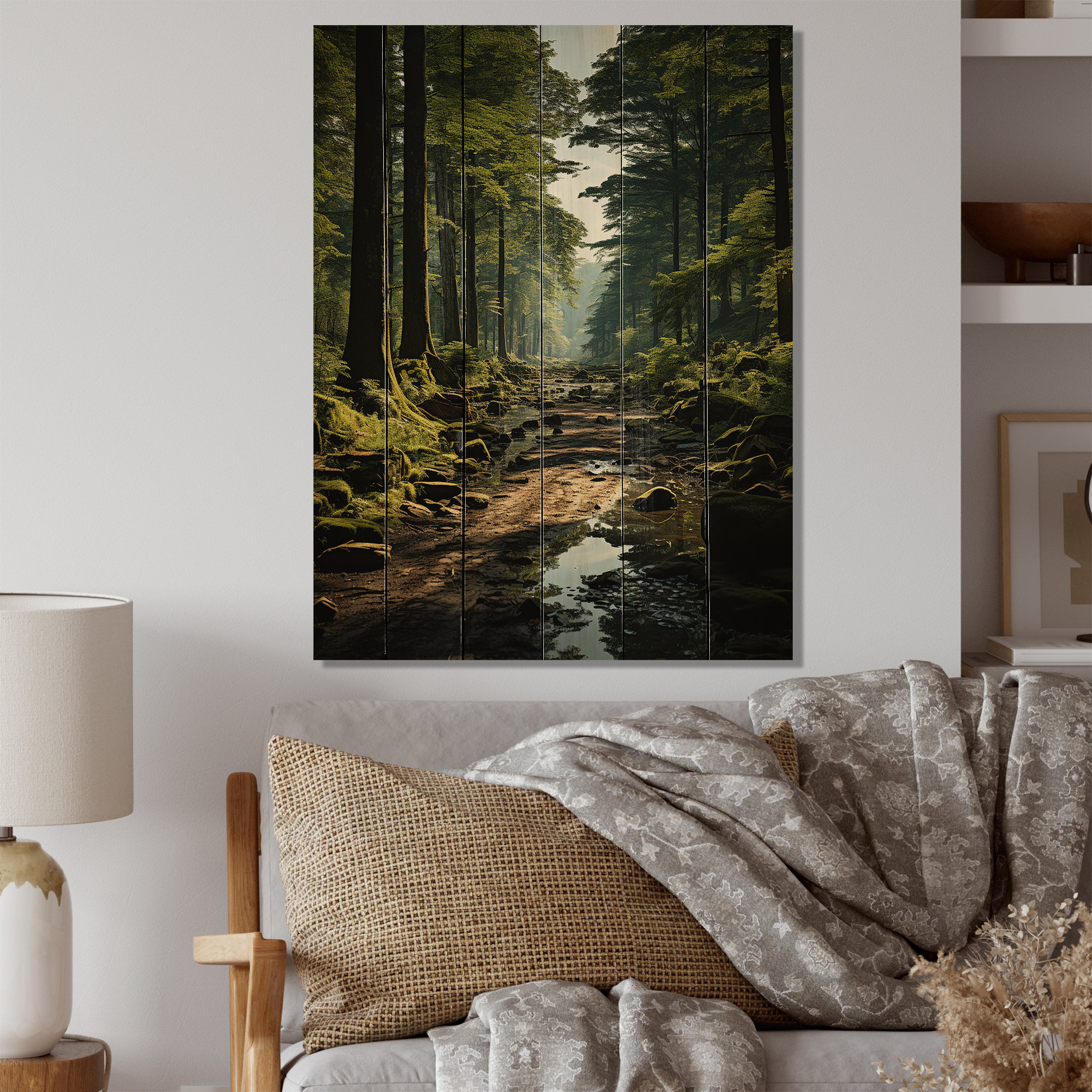 Red Barrel Studio® Forest Enchanted Woods Earthy On Wood Print | Wayfair