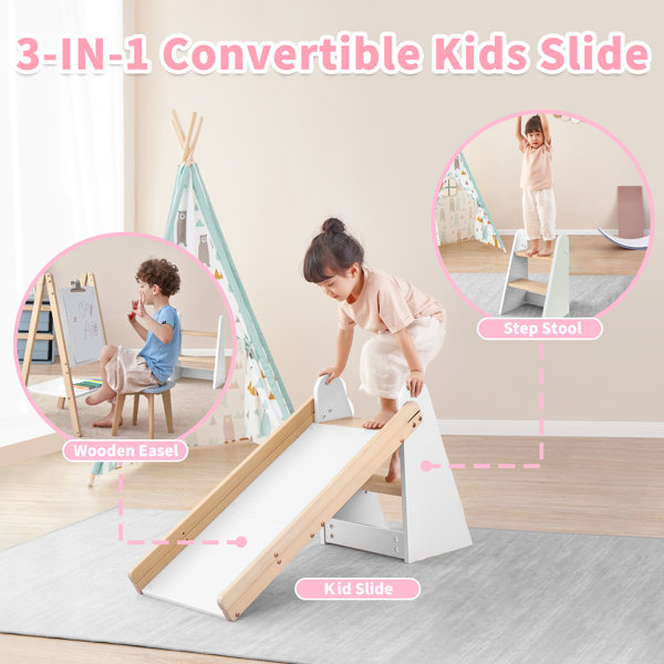 linor 3 in 1 Wooden Slide for Kids - Convertible into Step Stools and ...