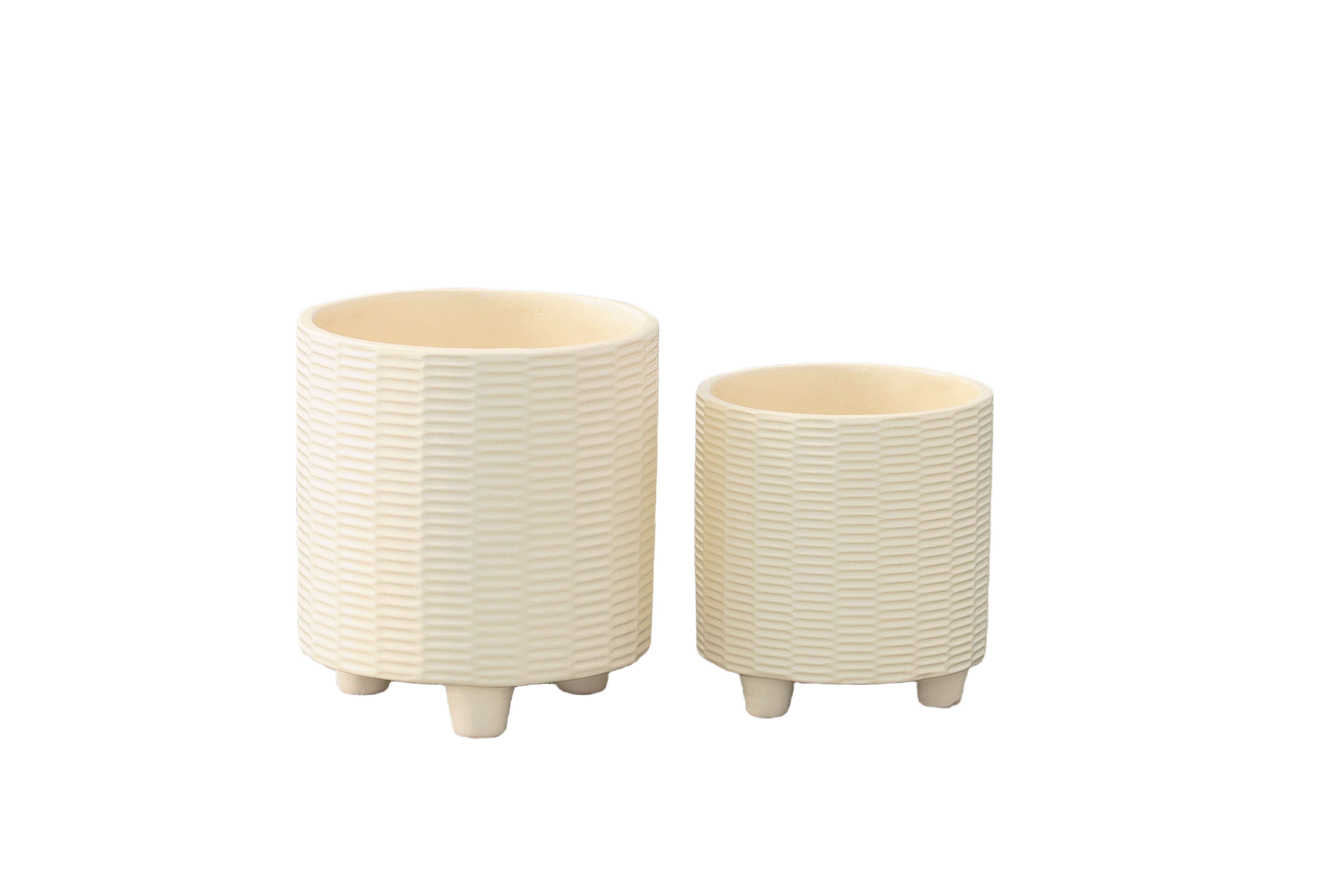Ebern Designs Ceramic Round Pot Gloss Finish Cream | Wayfair