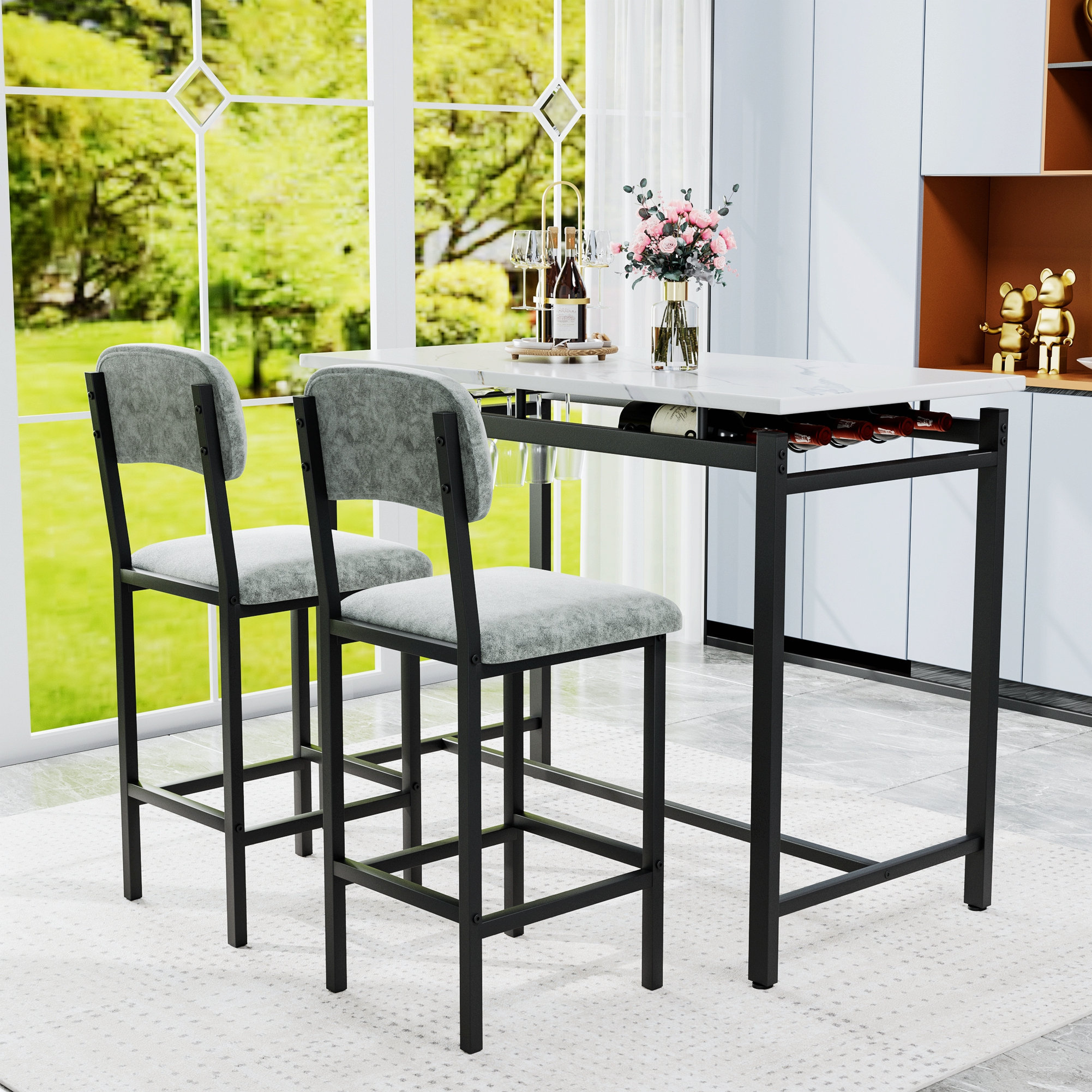 Ebern Designs 3 - Piece Counter Height Table and Chair Set,Bar Dining ...