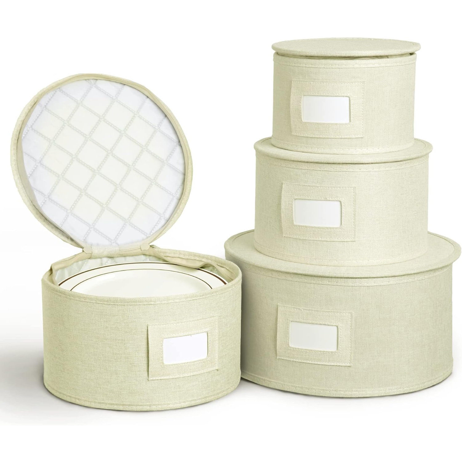 HONBAY Cardboard Dinnerware Storage Set with Felt Dividers Included ...