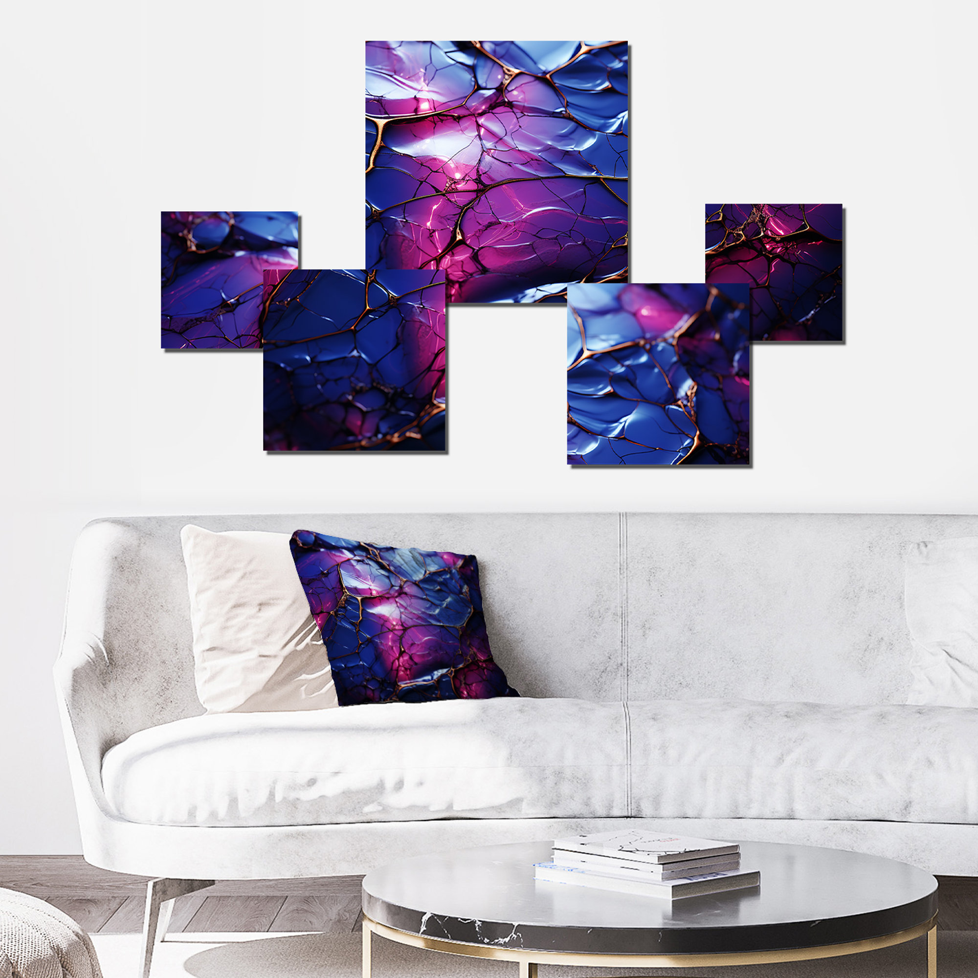 Ivy Bronx Pink And Purple Marble Crystal Essence V - Marble Square Wall ...