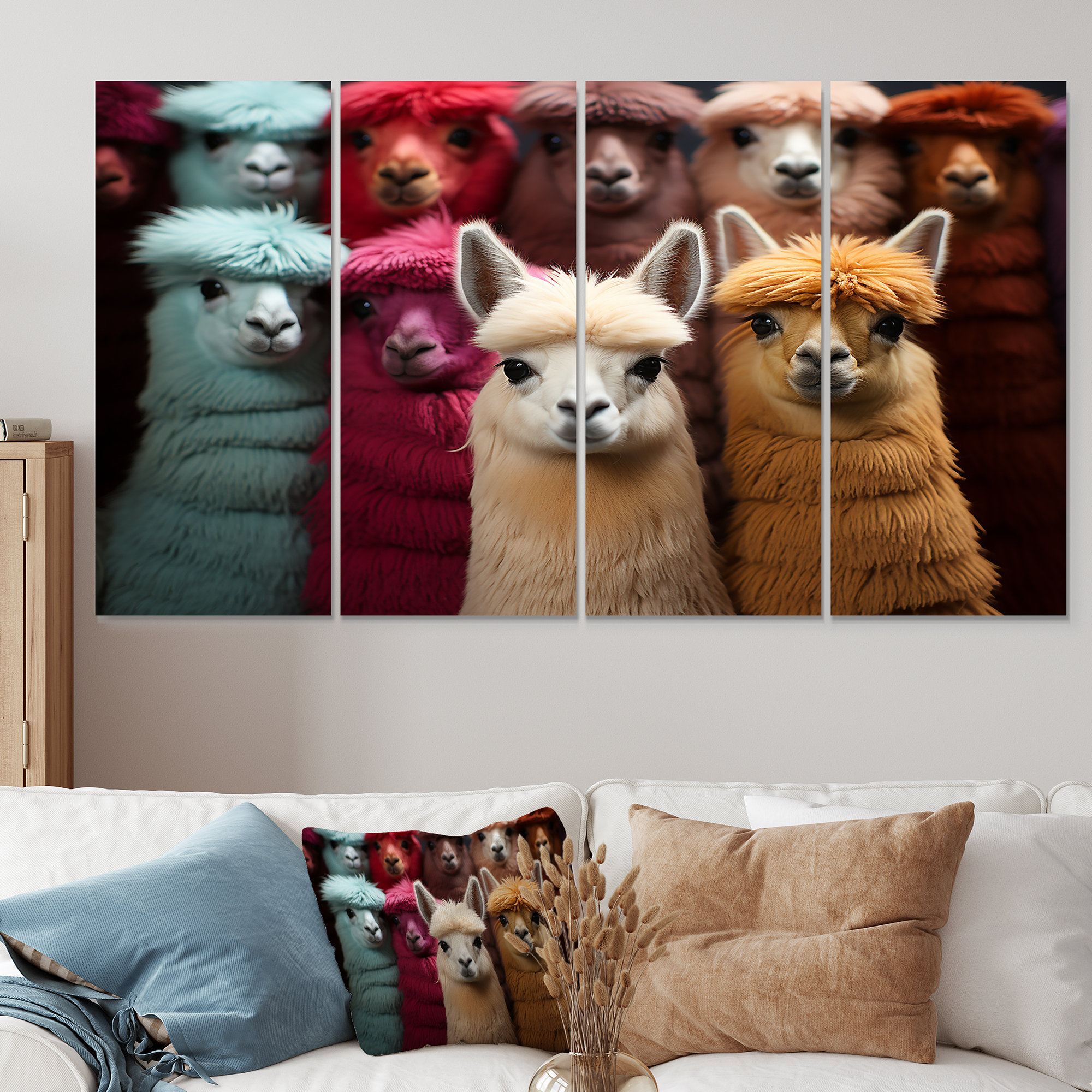 Dakota Fields Colorful Alpacas Festive Fiesta - Alpacas 4 Piece Wall ...
