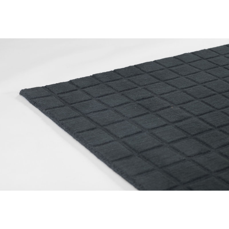 AllModern Contour Hand Loomed Wool Geometric Navy Area Rug | AllModern