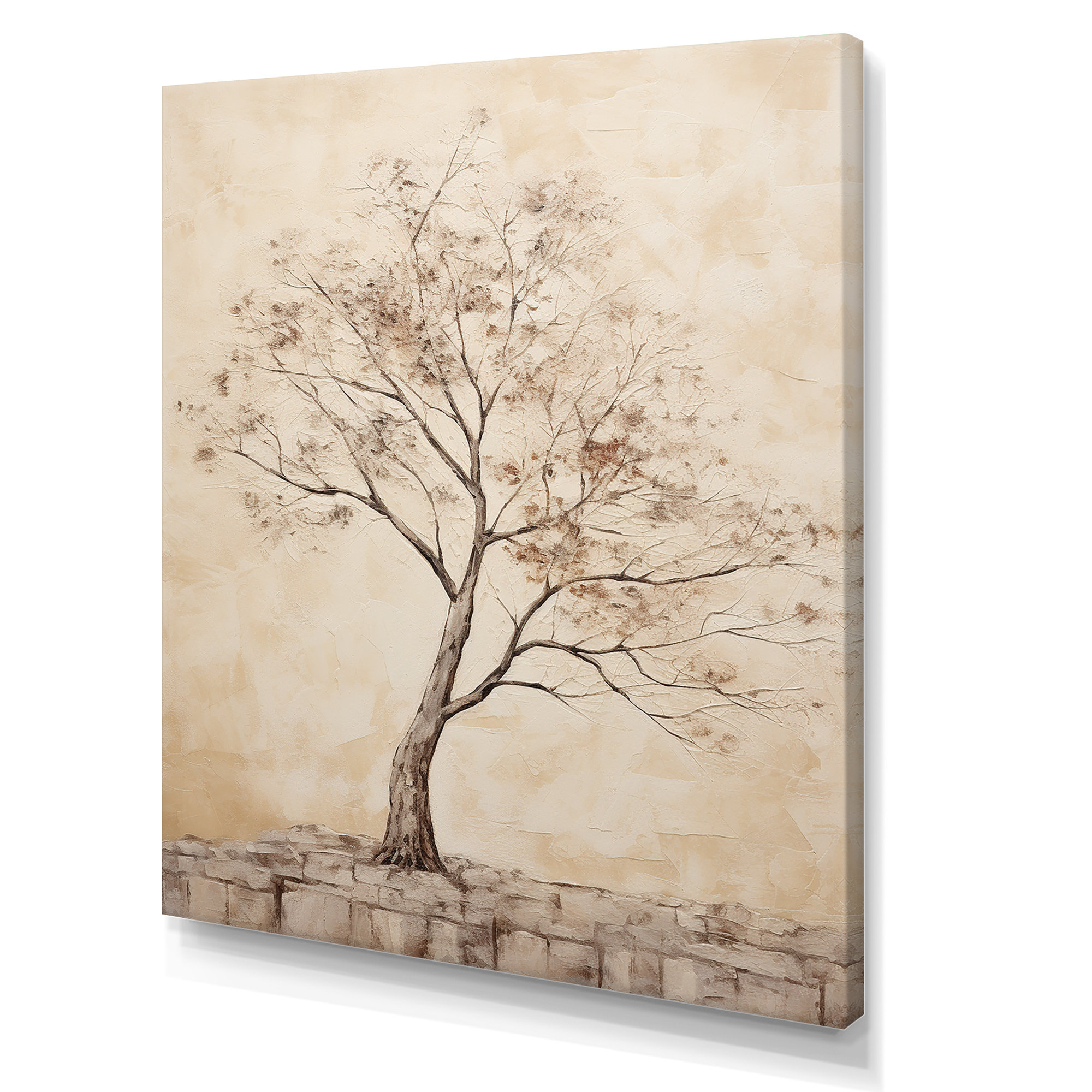 Design Art African Beige Tree Minimalism II - Tree African Canvas Wall ...