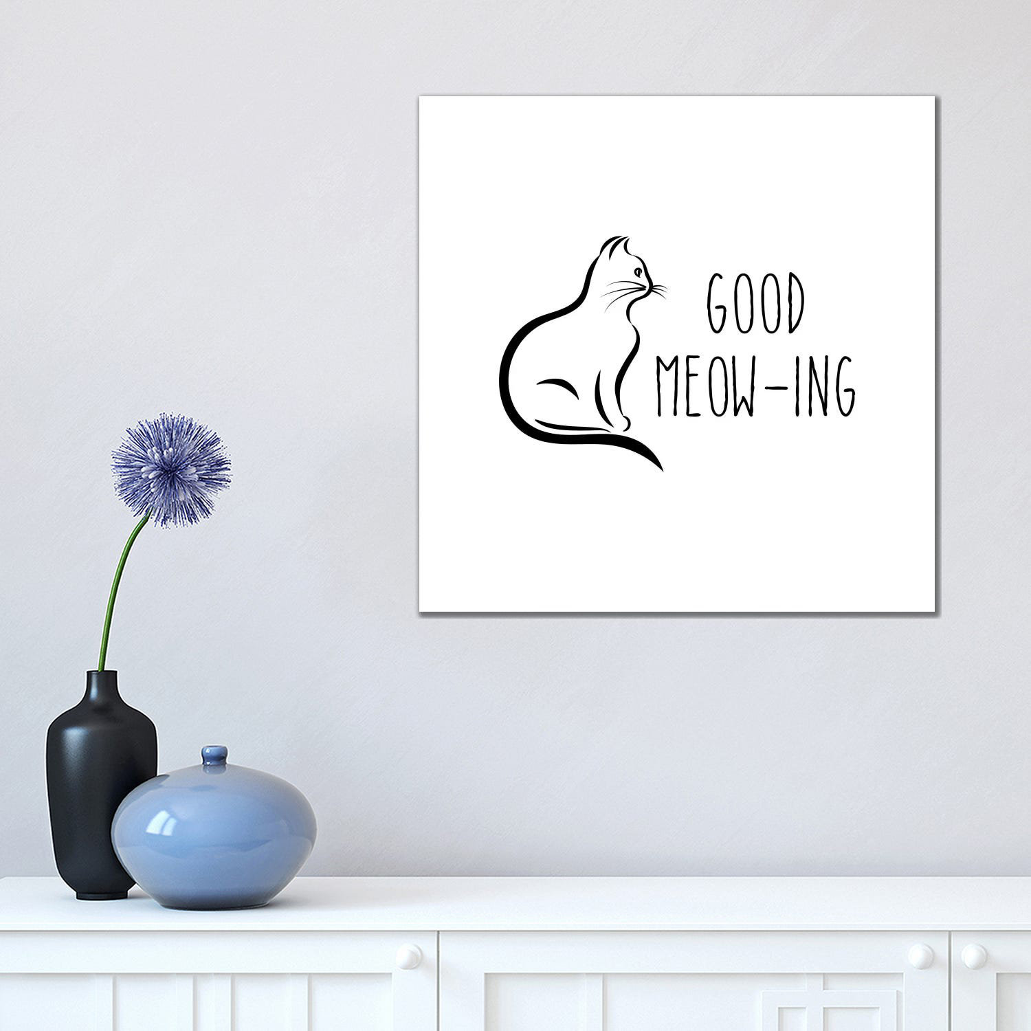 Happy Larry Good Meow-Ing by Amanda Murray - Wrapped Canvas Typography ...