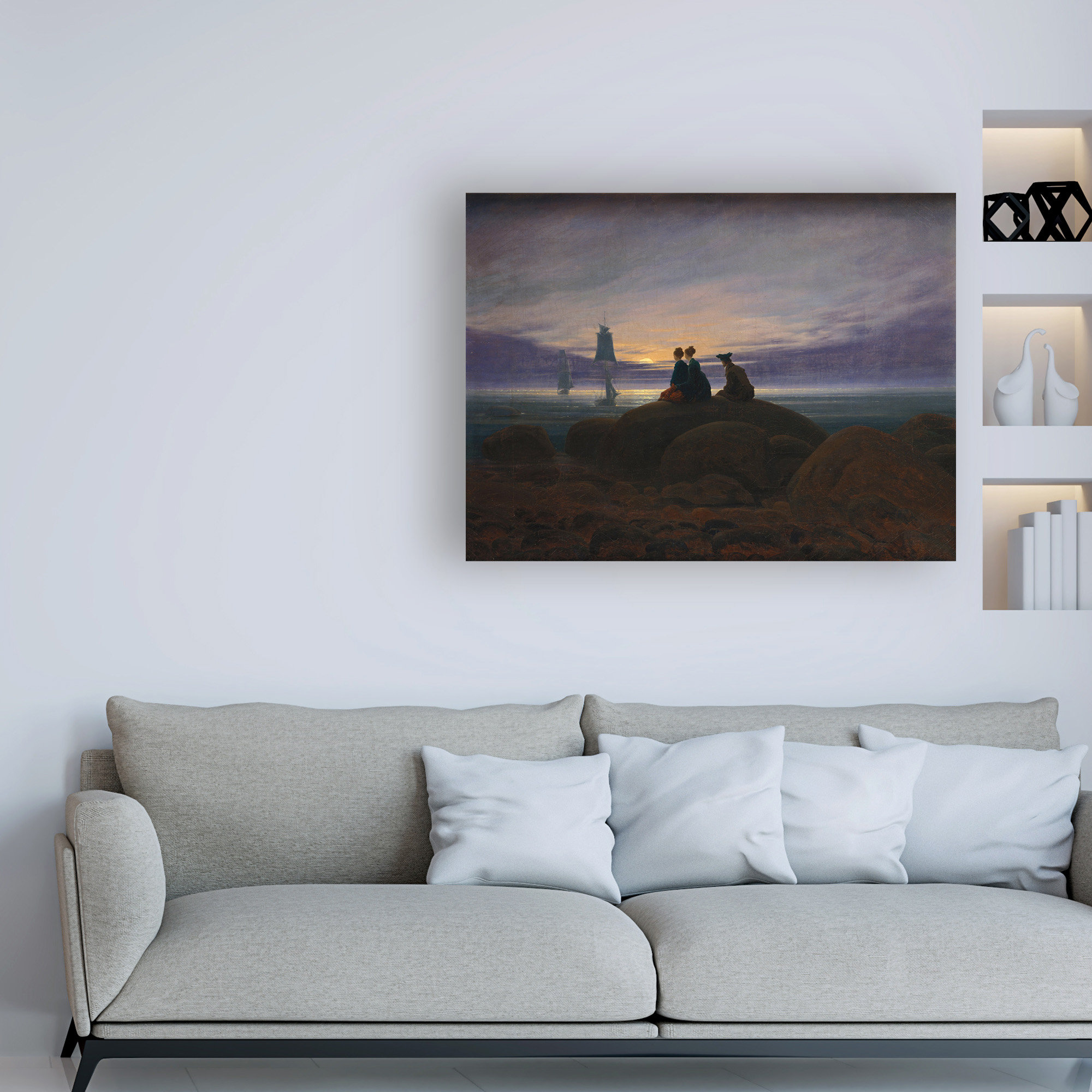 Charlton Home® 'Moonrise over the Sea' by Caspar David Friedrich ...