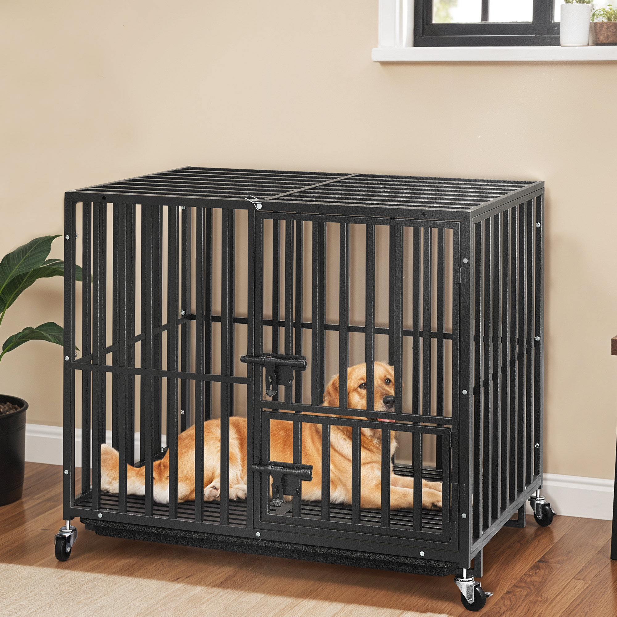 Tucker Murphy Pet™ Heavy Duty Metal Dog Crate with Removable Tray and ...