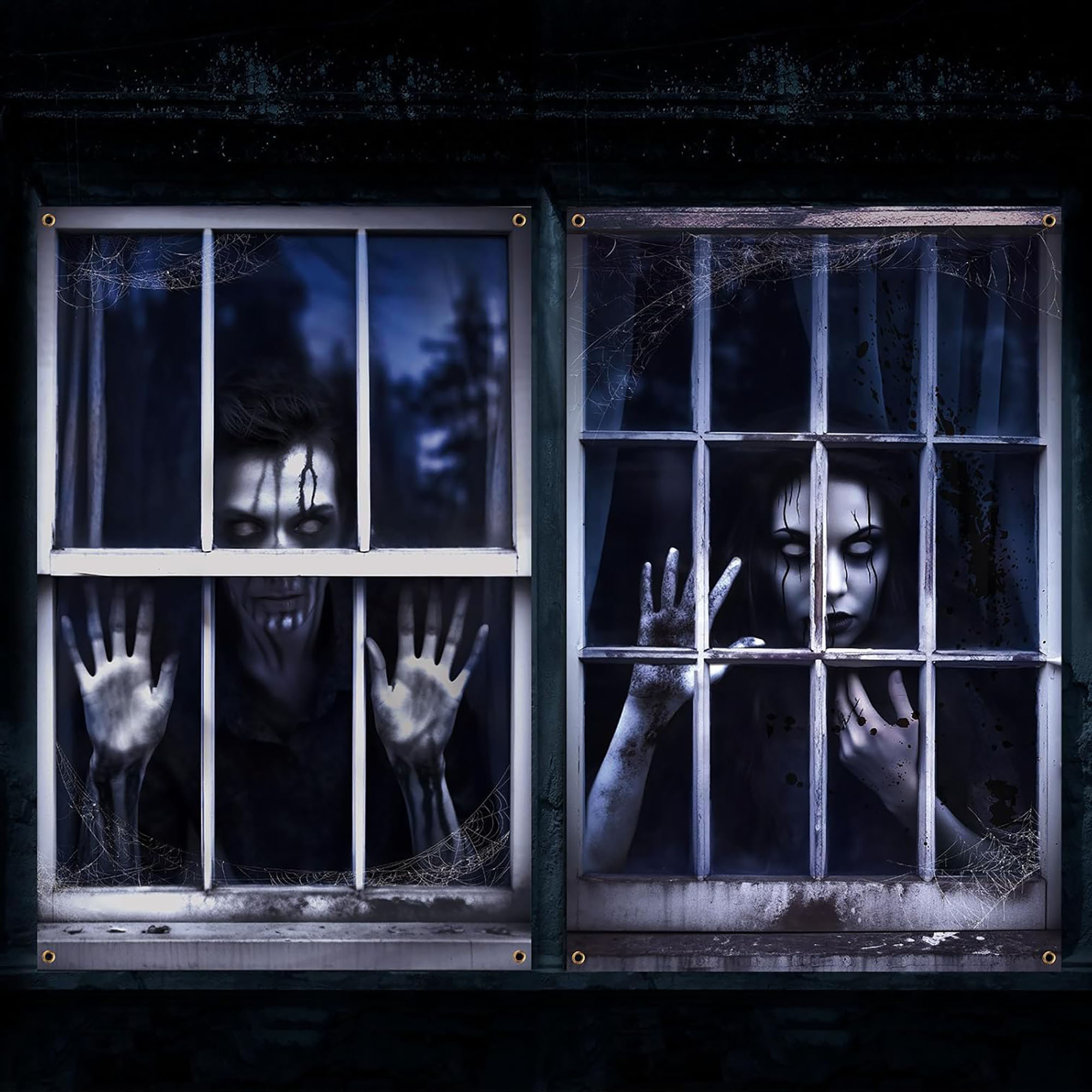 The Holiday Aisle® 2 Pcs Scary Halloween Curtain ,Halloween Window ...