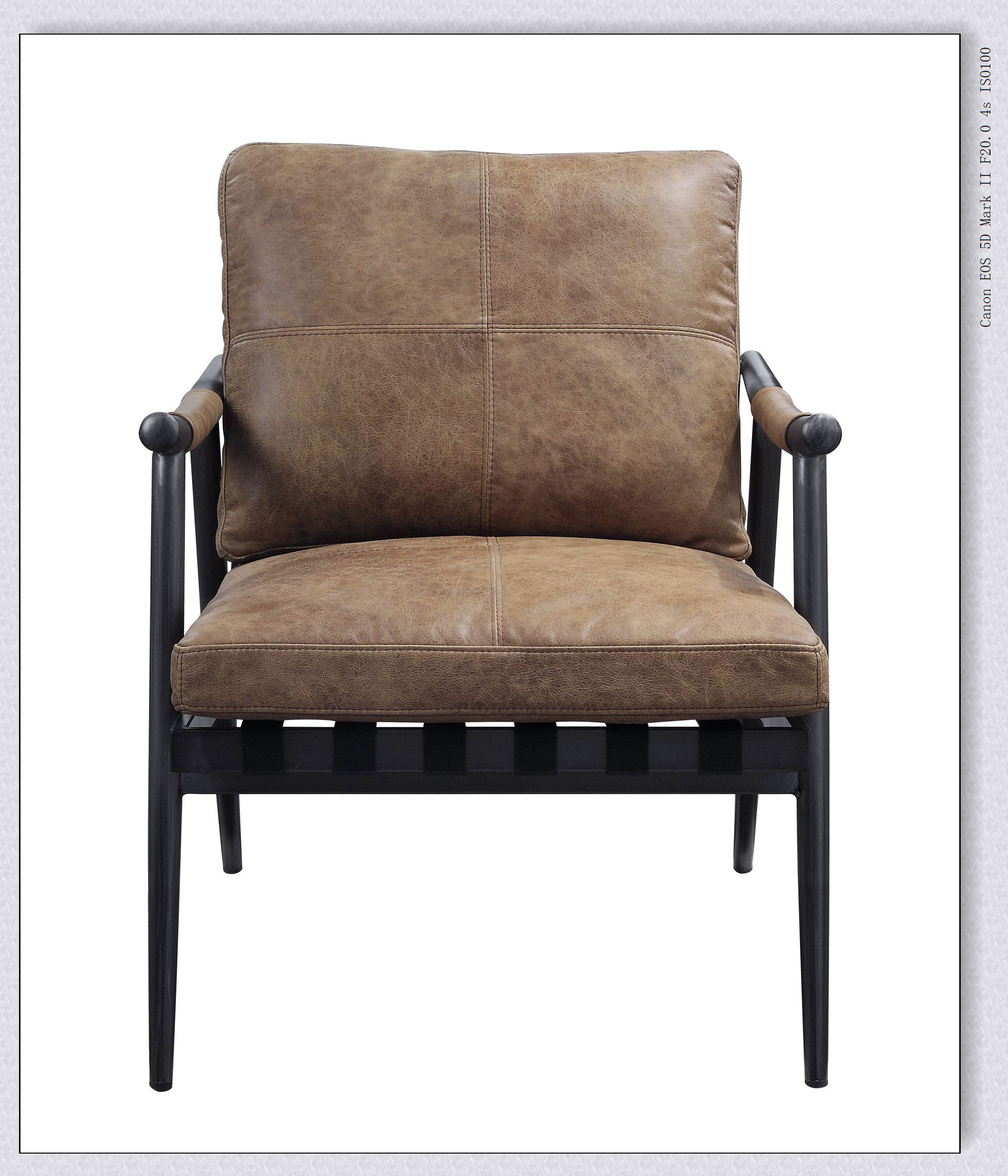 17 Stories Berham Chestnut and Matt Iron Accent Chair with Metal Leg ...