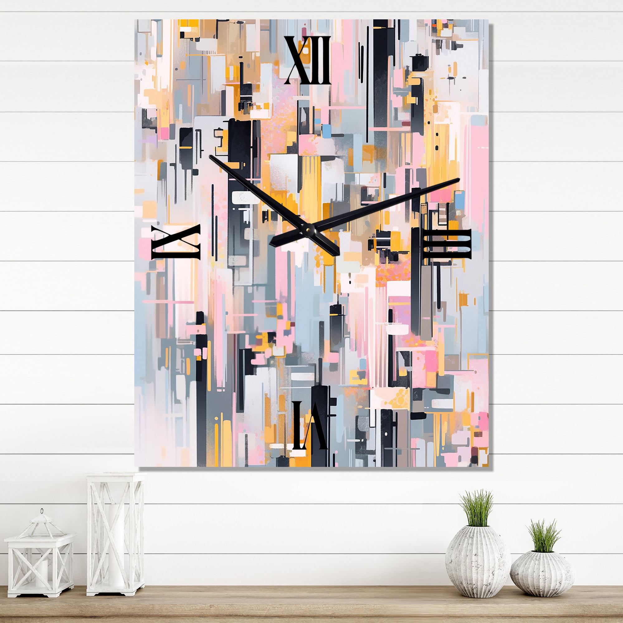 Ivy Bronx Pink Grey Interlocking Perspectives - Cubism Very Wall Clocks ...