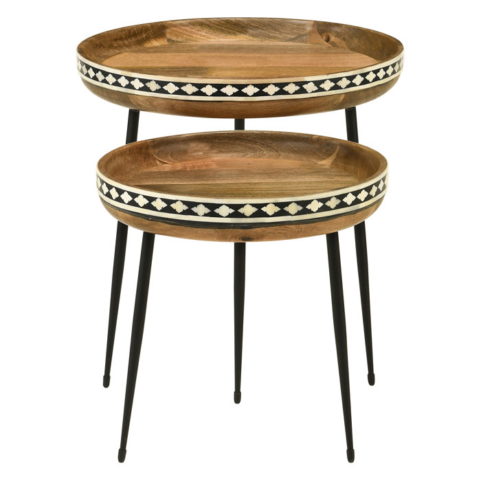 Foundry Select Shunichi Solid Wood Tray Top 3 Legs Nesting Tables | Wayfair