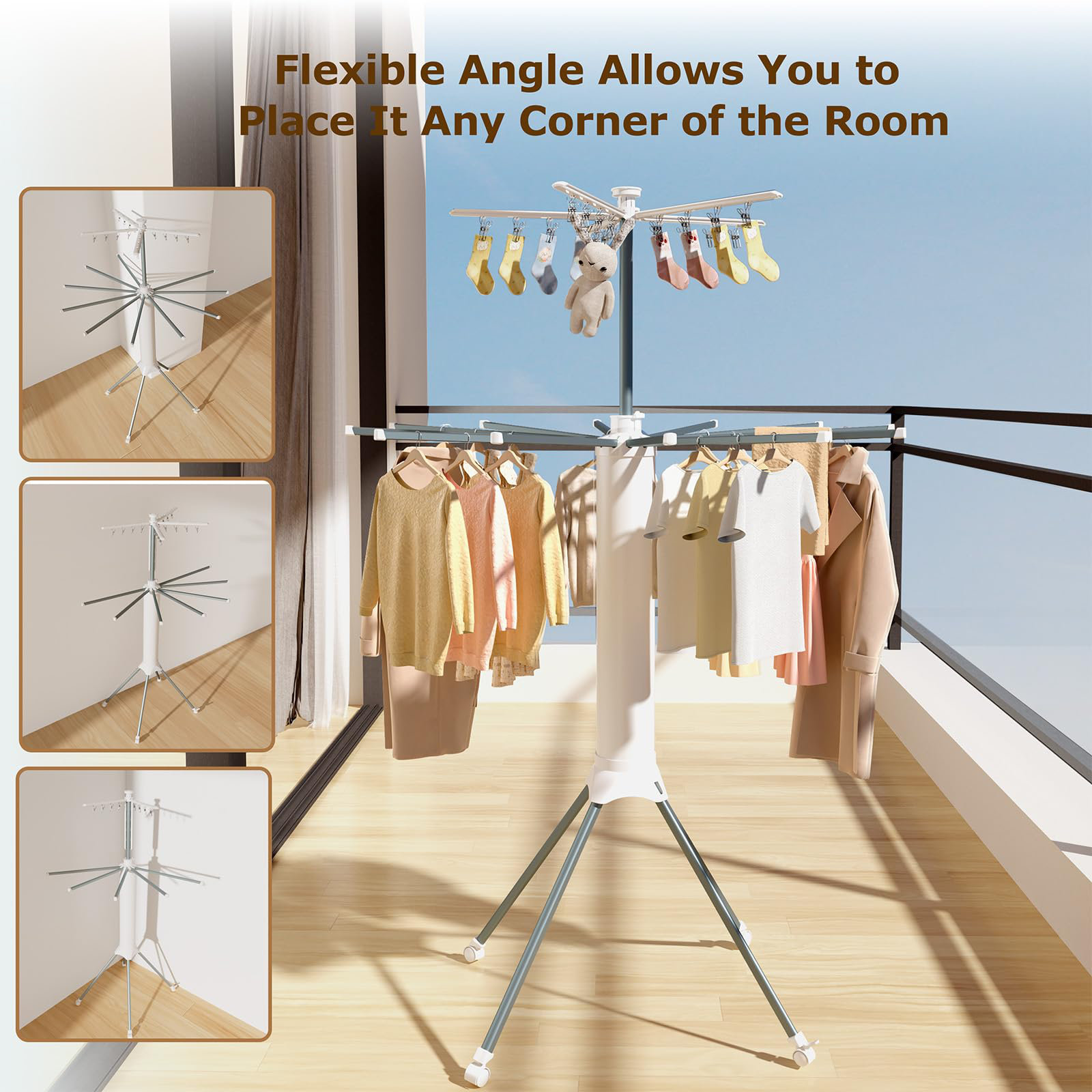Orren Ellis 2-Tier Octopus-Shaped Foldable Clothes Drying Rack with ...