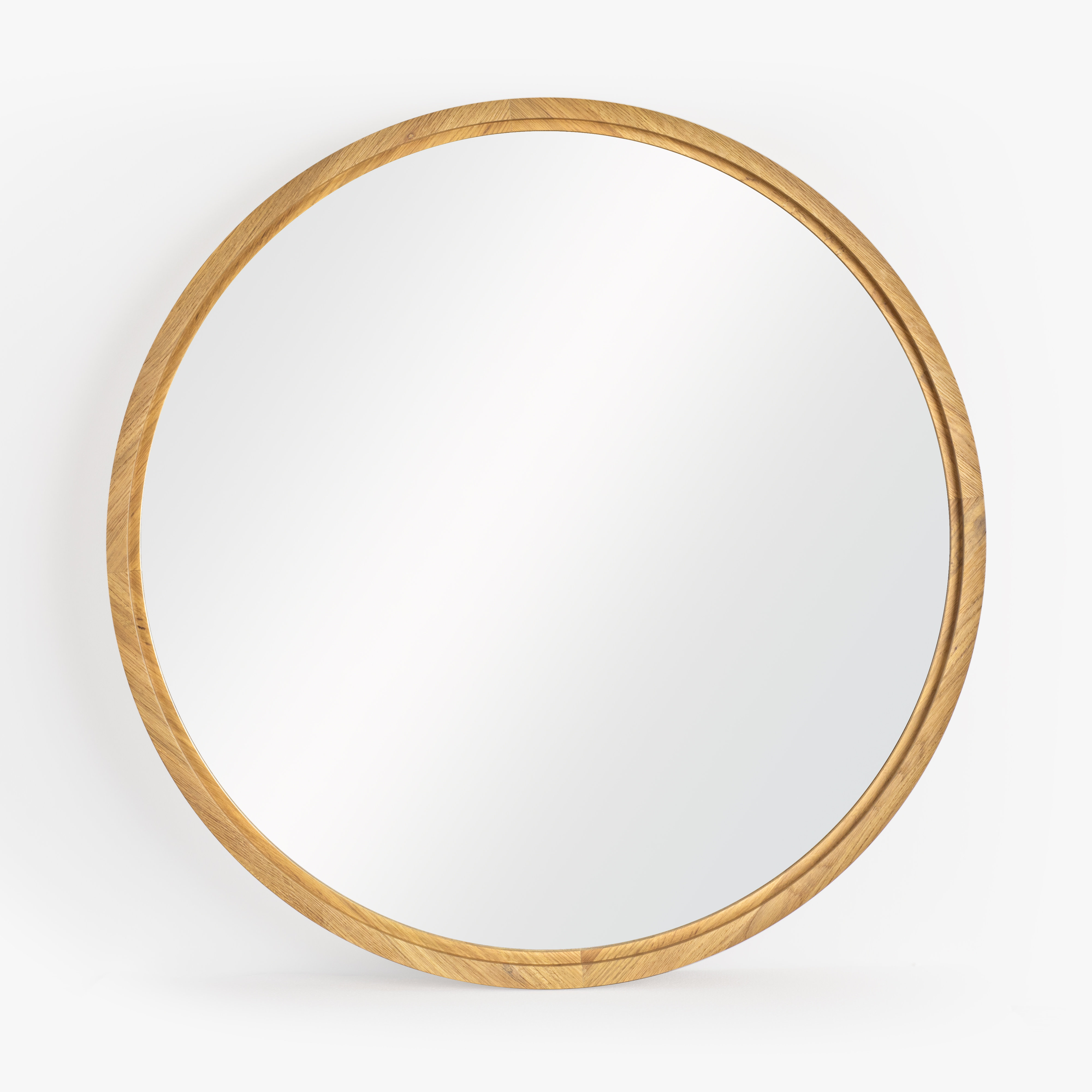 AllModern Ginseng Round Oak Mirror | Wayfair