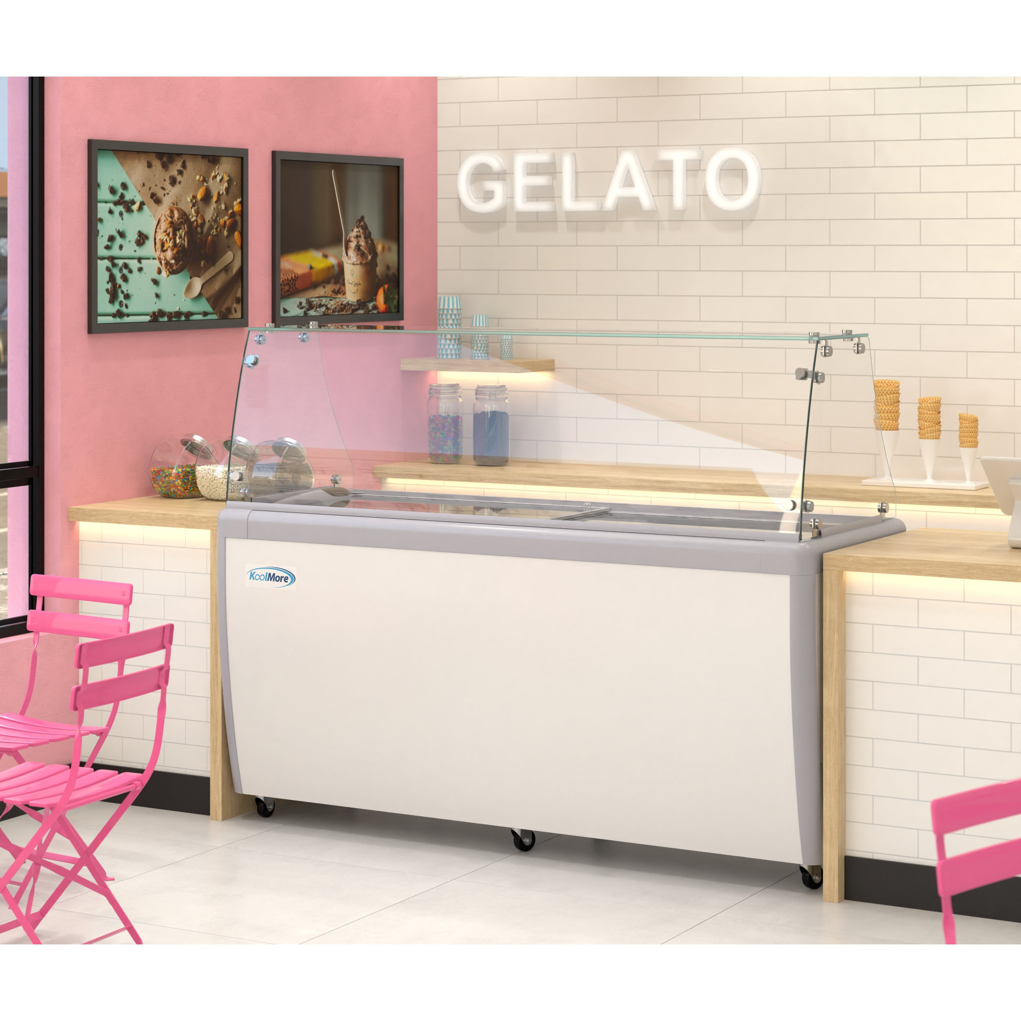 KoolMore 70 in. Gelato Dipping Cabinet Display Freezer with Sliding ...