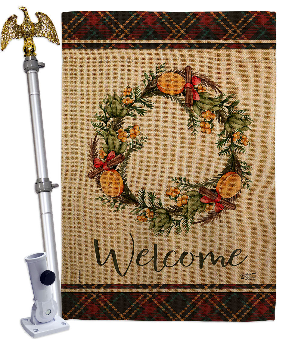 Angeleno Heritage Ensemble de drapeaux 40 x 28 po Winter Spices Wreath ...