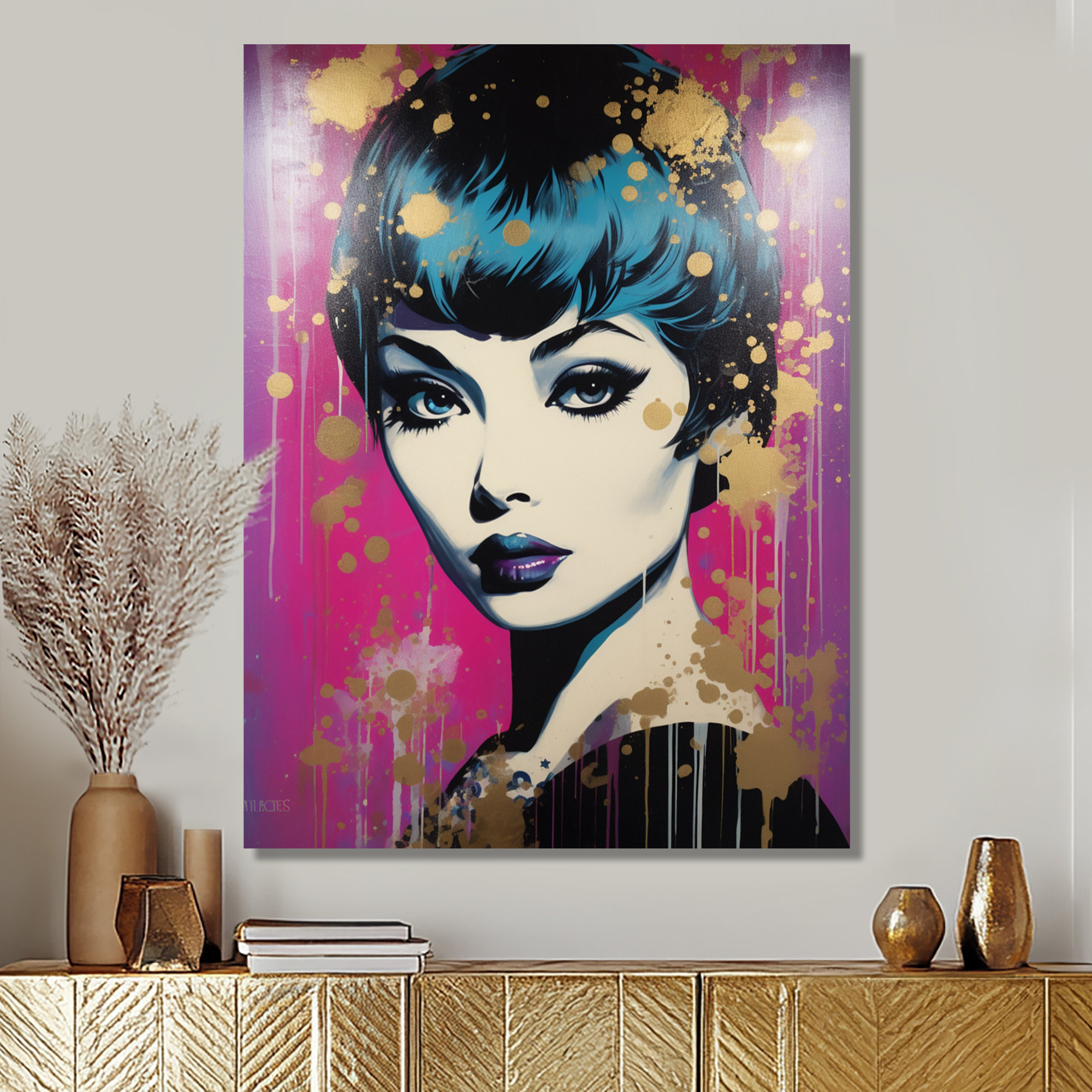 Design Art Retro Glam Sophistication Sparkling Gold I - Woman Pop Wall ...