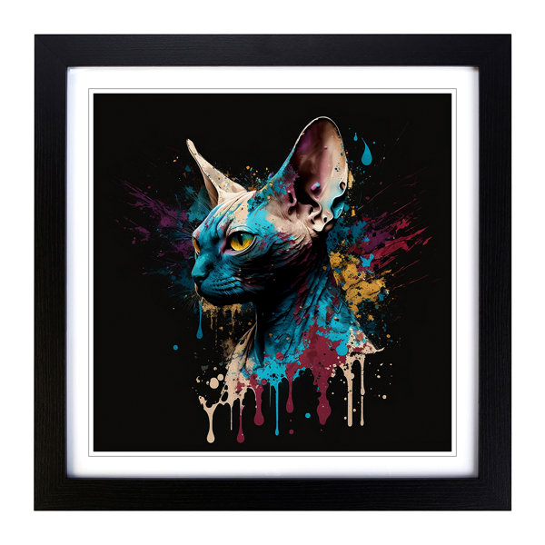 Marlow Home Co. Sphynx Cat Splatter Art - Single Picture Frame Art ...