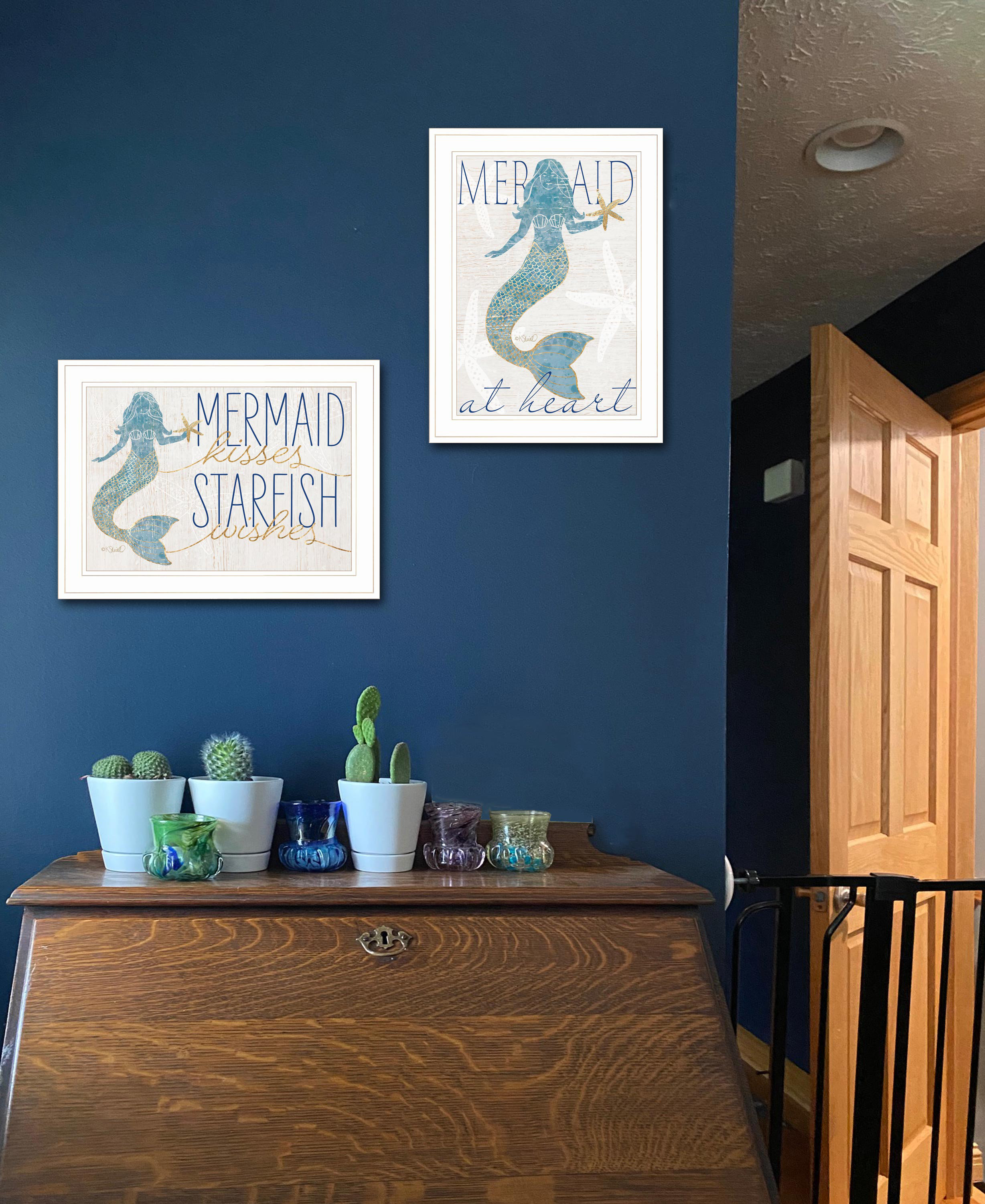 Dovecove Two Mermaids 2-Piece Vignette Framed Wall Art for Living Room ...