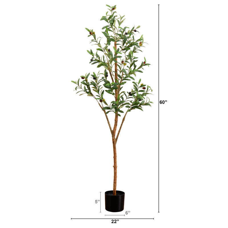 Primrue 60" Artificial Olive Tree in Pot Liner | Wayfair