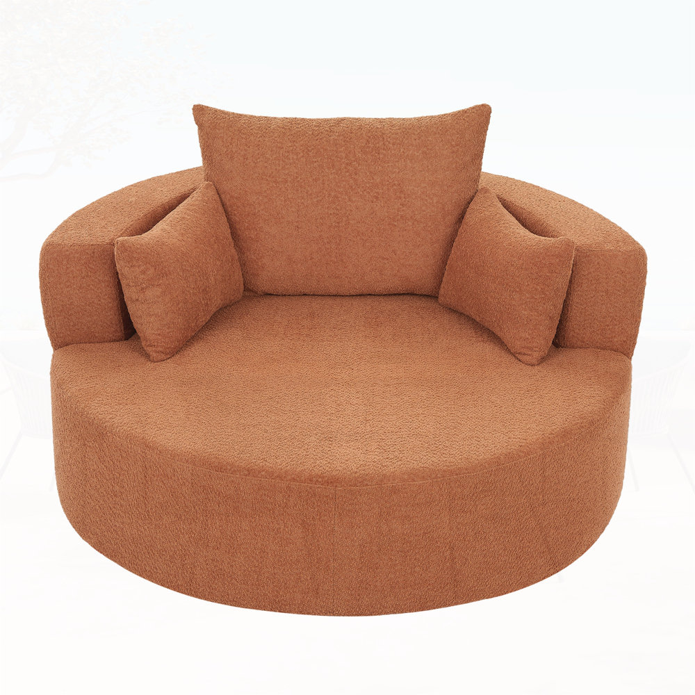 Corrigan Studio® Barrel Chair Swivel Round Sofa Chair with 3 Removable ...