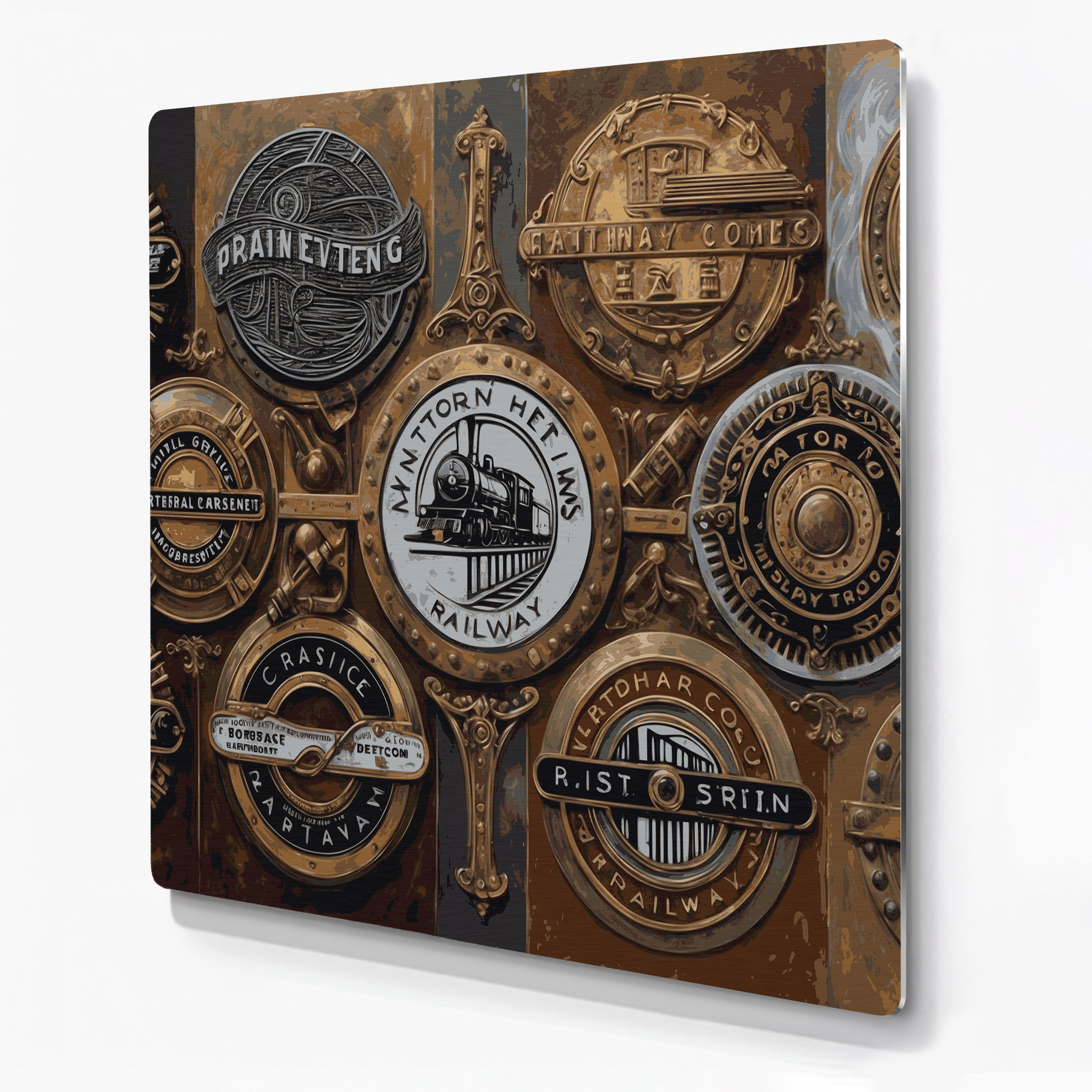 Latitude Run® Transportation Historic railway company logos Brown Metal ...