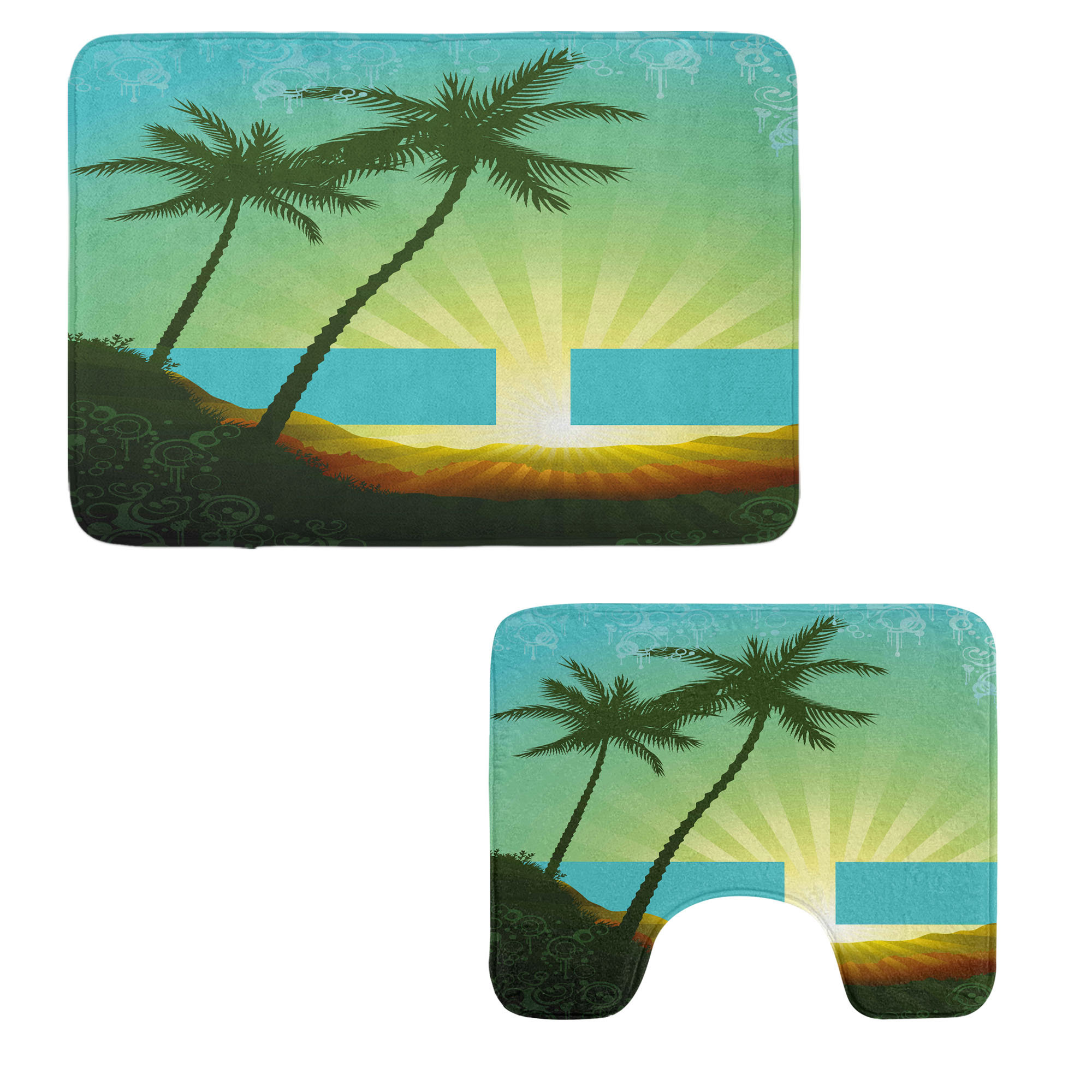 East Urban Home Island Bathroom Rug Set 2 Pieces Rectangle & Contour ...