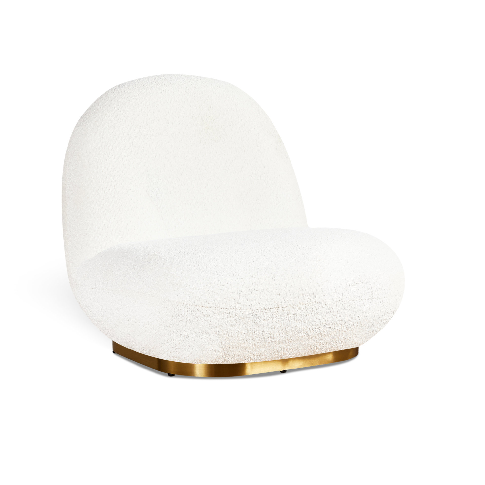 Ivy Bronx 360° Movable White Chair With Gold Base, Chic Loop Upholstery ...