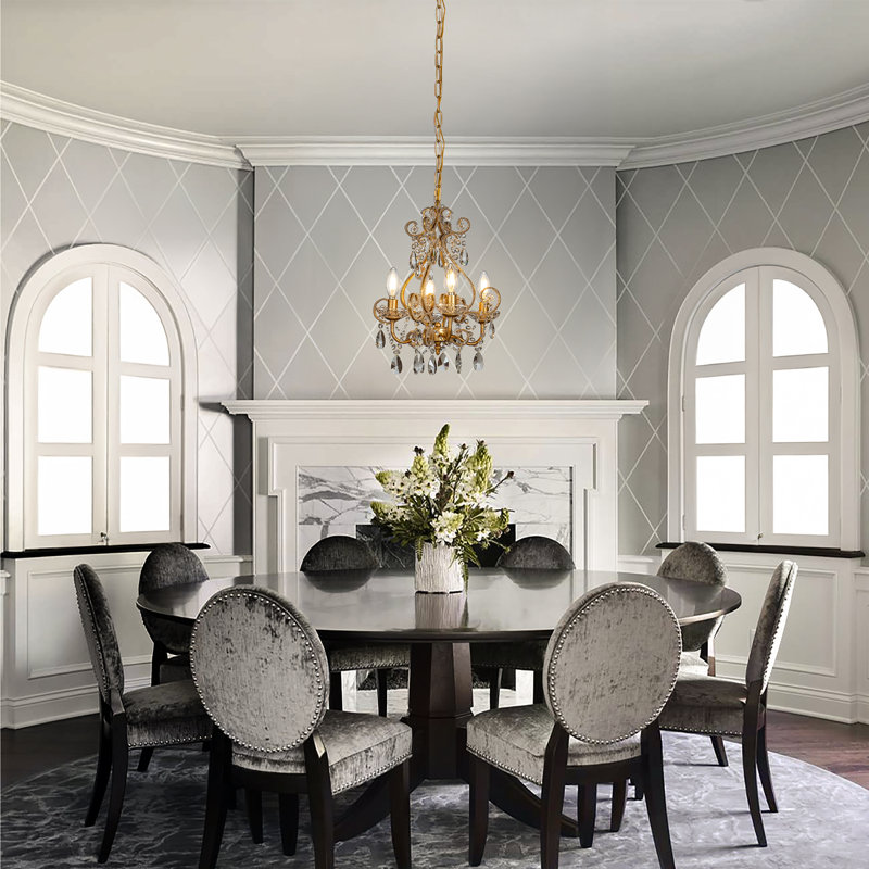 House of Hampton Markees 4-lights Antique Gold Candlestick Chandelier ...