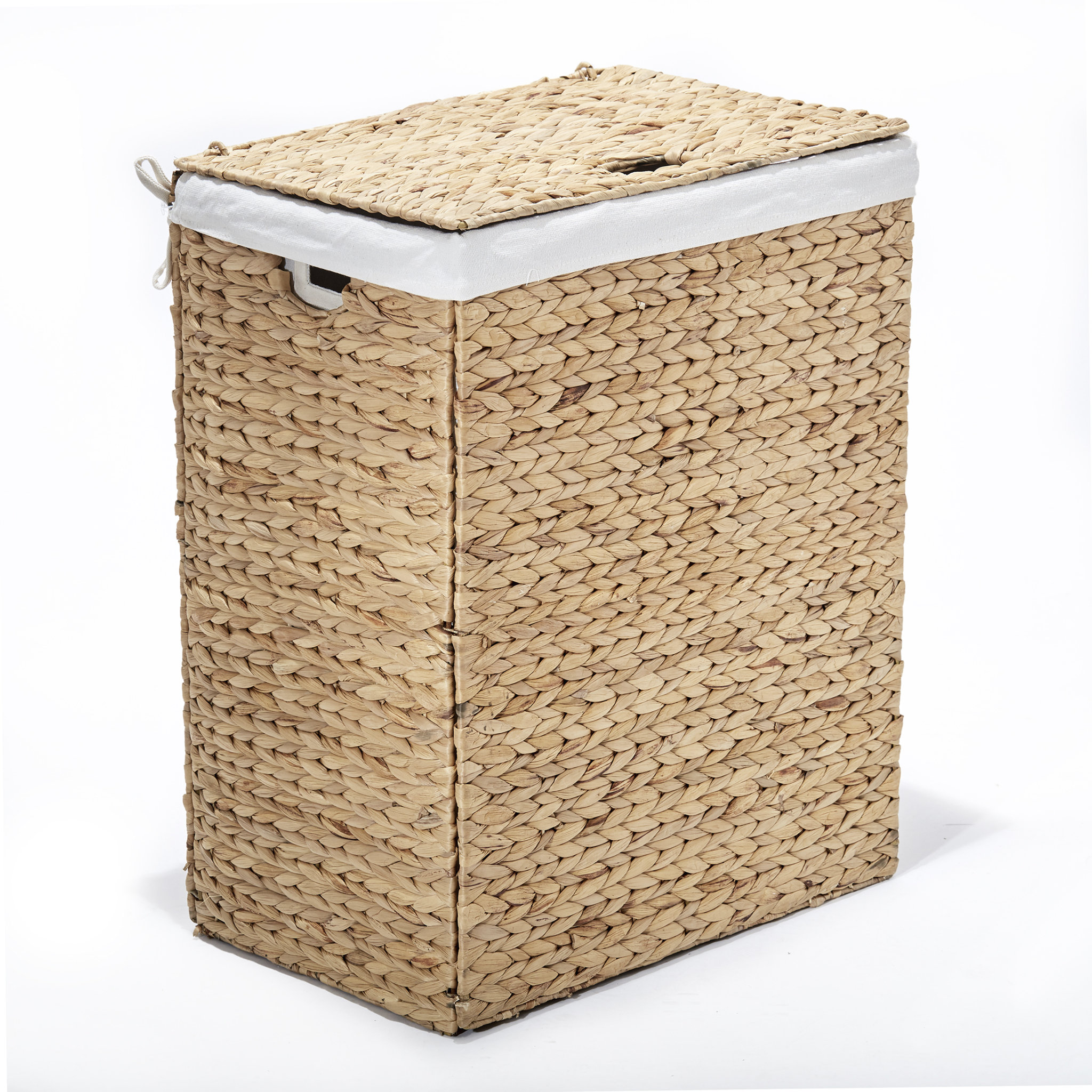 Seville Classics Sustainable Handwoven Lidded Hamper Sorter, Water ...
