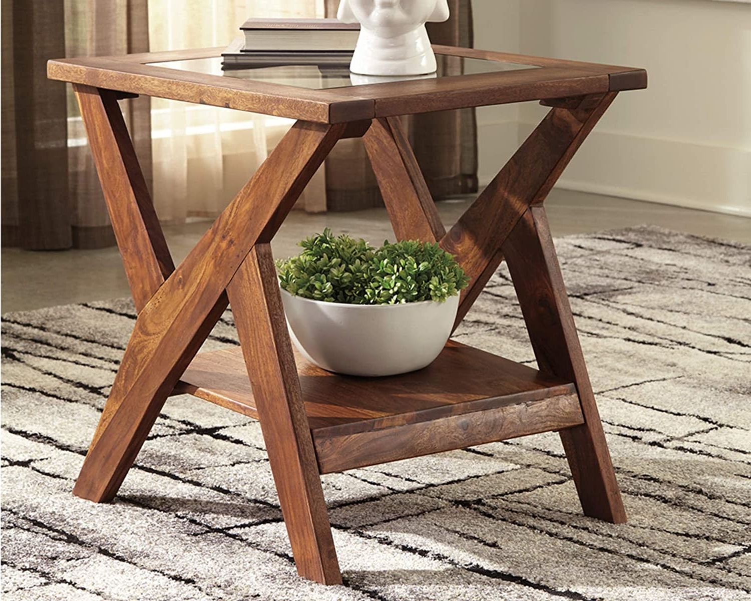 Loon Peak® Daymeon Glass End Table with Storage | Wayfair