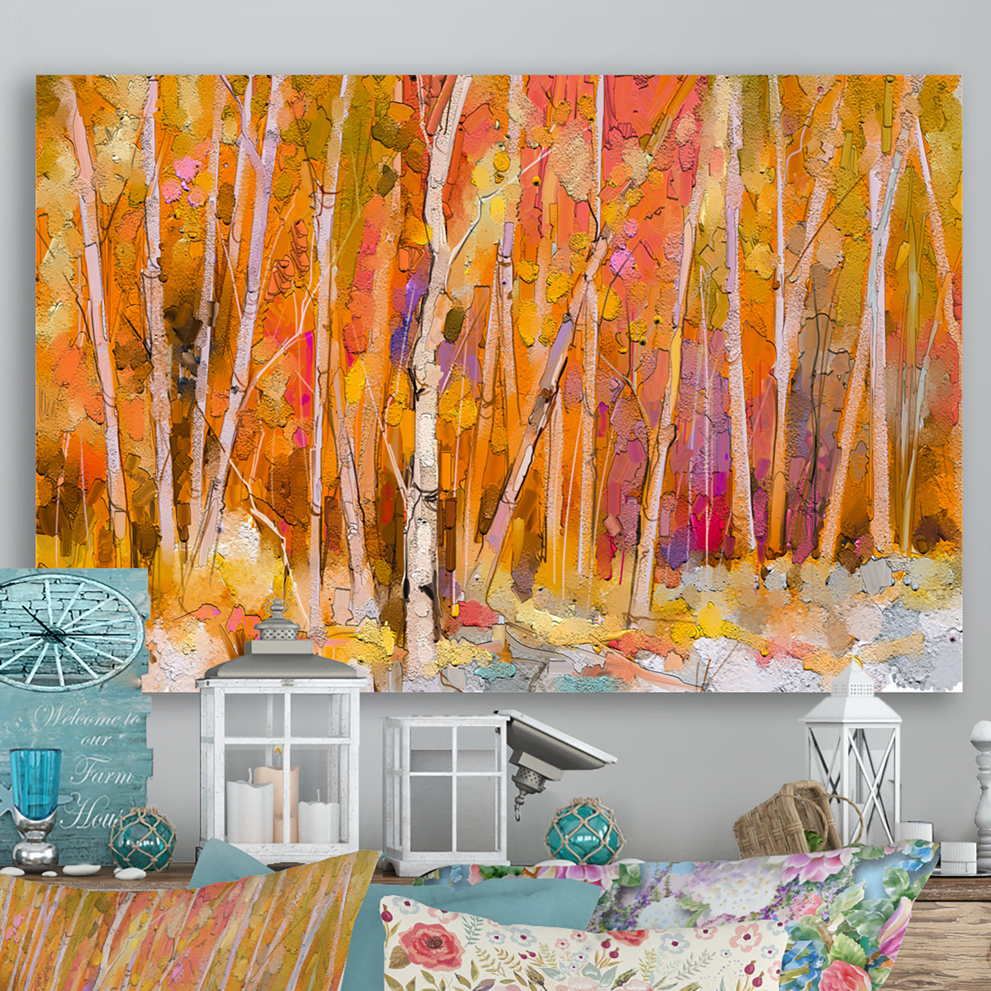 Millwood Pines Colorful Autumn Trees II - Floater Frame Print on Canvas ...