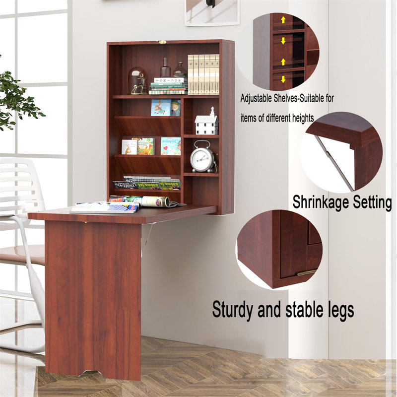 Ebern Designs Wall Mounted Desk,fold Out Convertible Desk | Wayfair