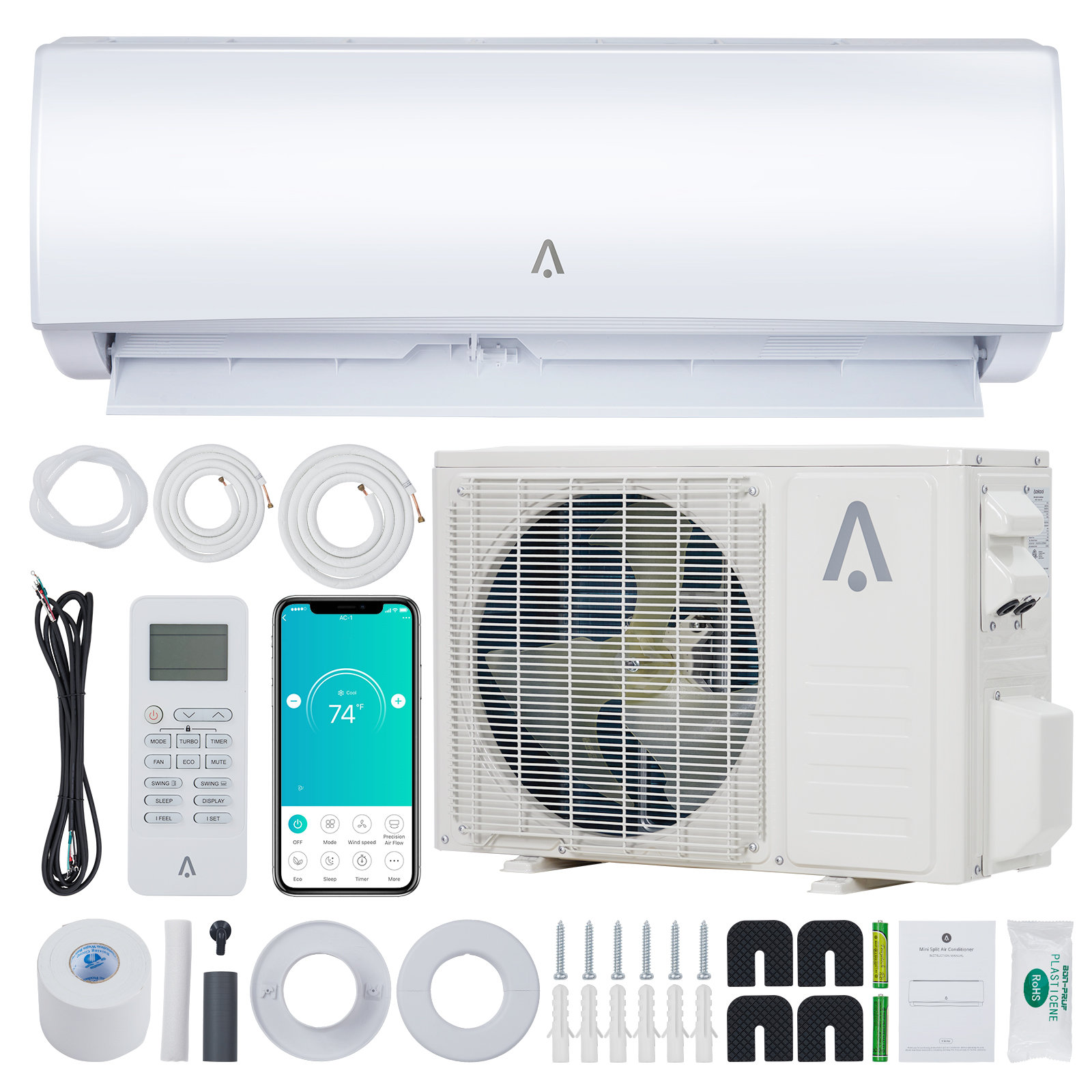 Yesurprise 18000 Btu Wi Fi Connected Ductless Mini Split Air