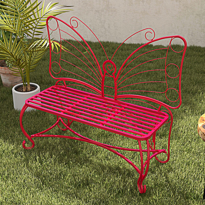 Winston Porter Butterfly Cast Metal Garden Bench | Wayfair