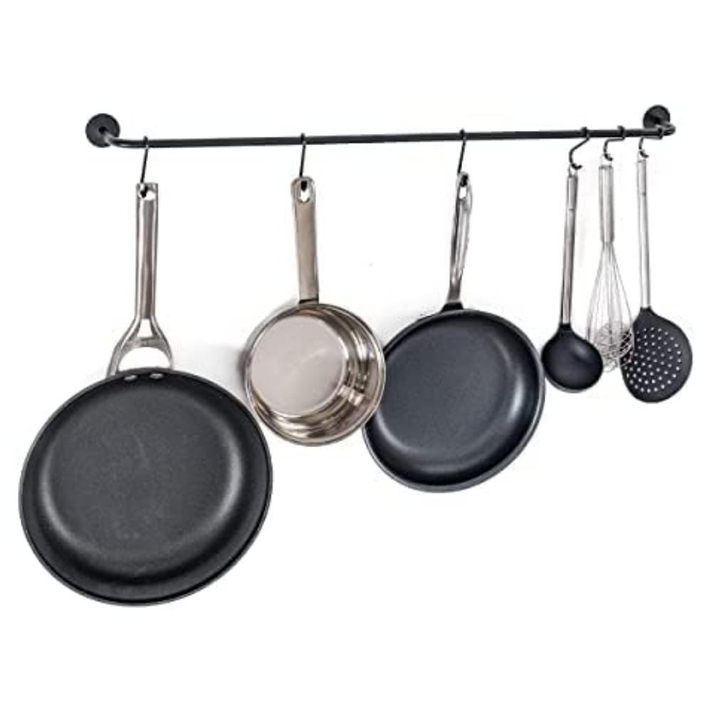 Prep & Savour Pot And Pan Wall Mounted Rail Hanger Racks| Cookware Set ...