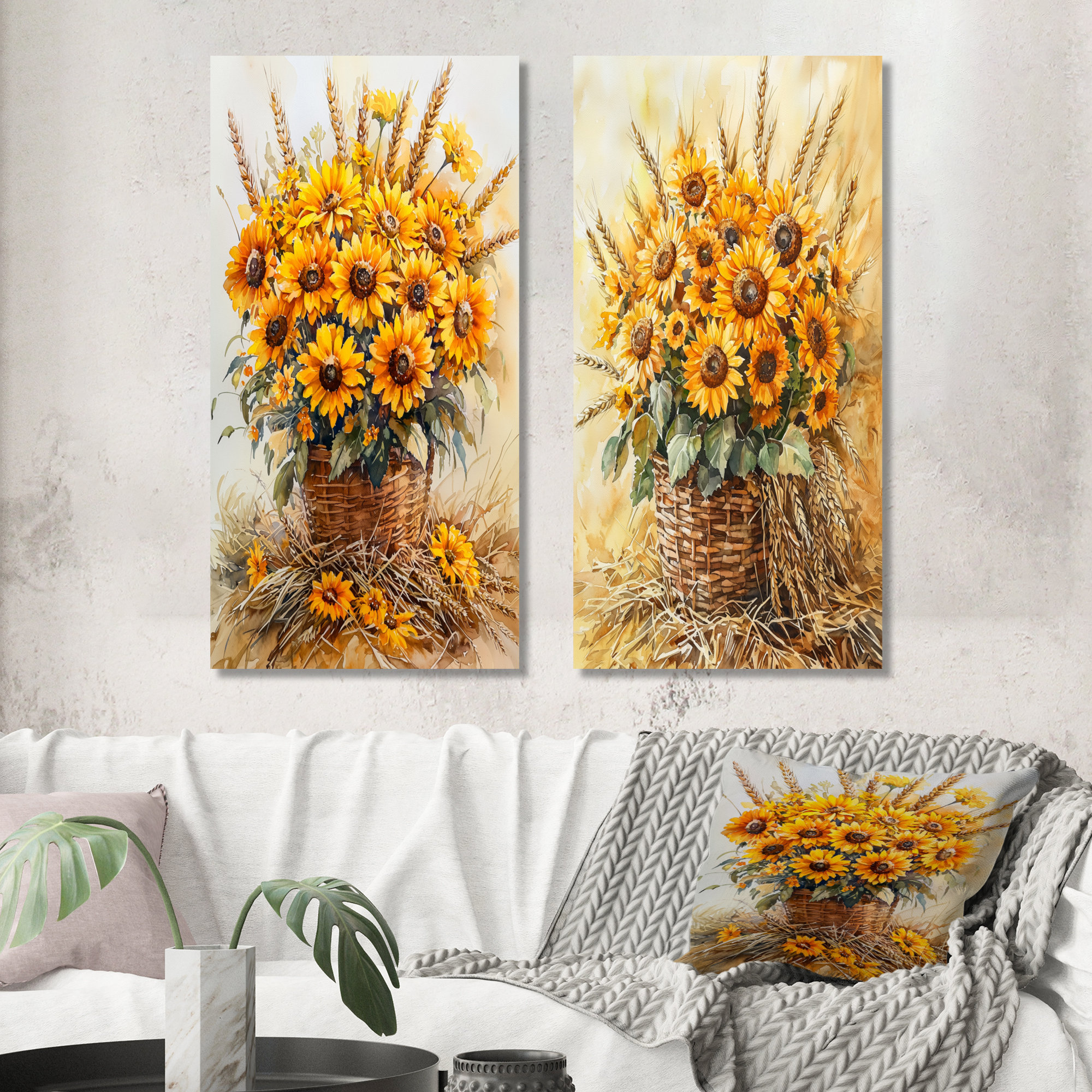 August Grove® Sunflowers Golden Harvest Arrangement I - Floral Wall ...