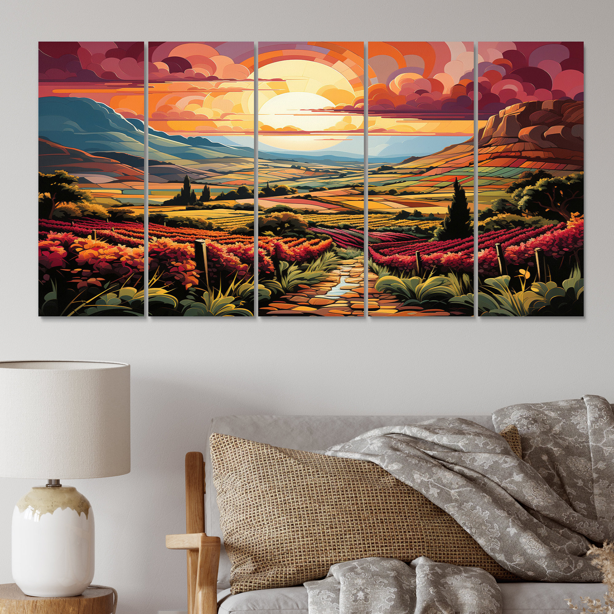 Red Barrel Studio® Vineyard Sunset Rows Of Ruby Landscape II ...