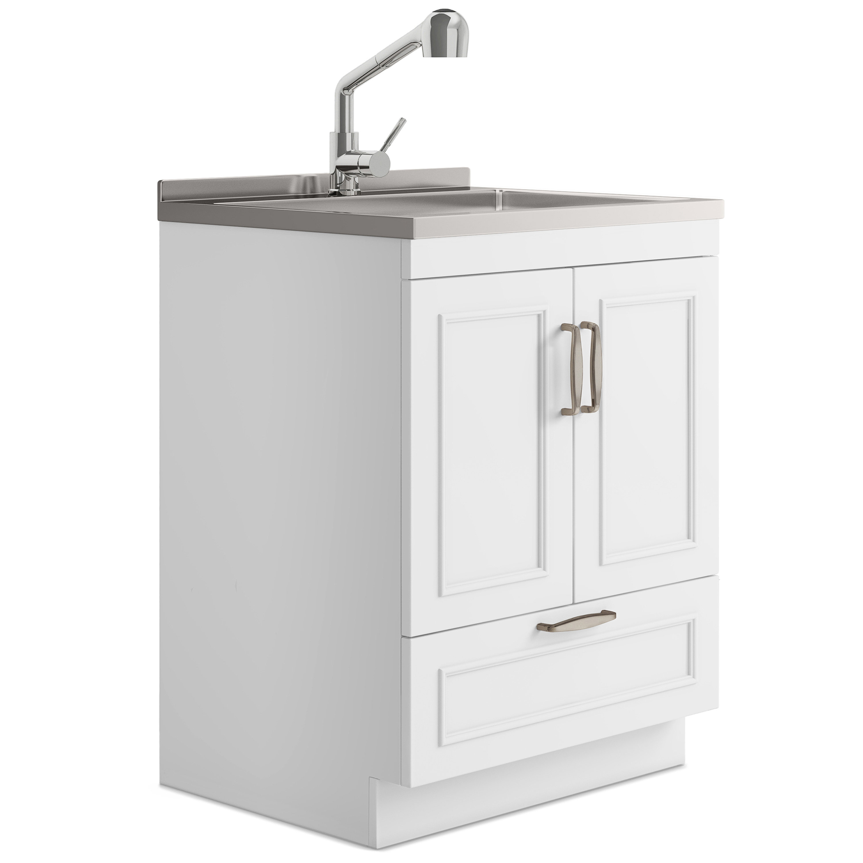 Simpli Home Cardinal All-in-One 28-inch Utility Sink & Cabinet in Pure ...