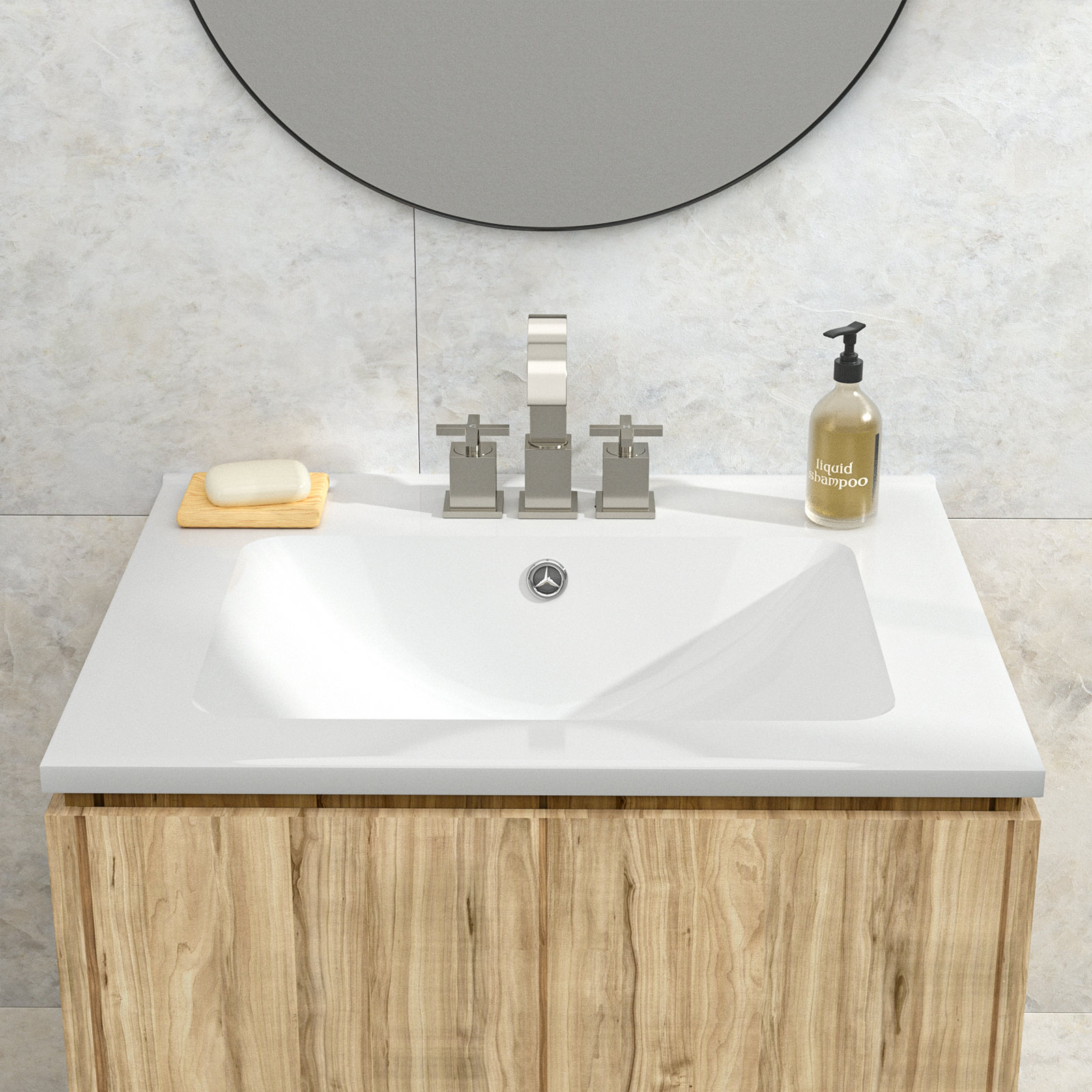 Kichae 24" Vanity Top Modern Ceramic Vanity Top with 3 Faucet Holes and ...