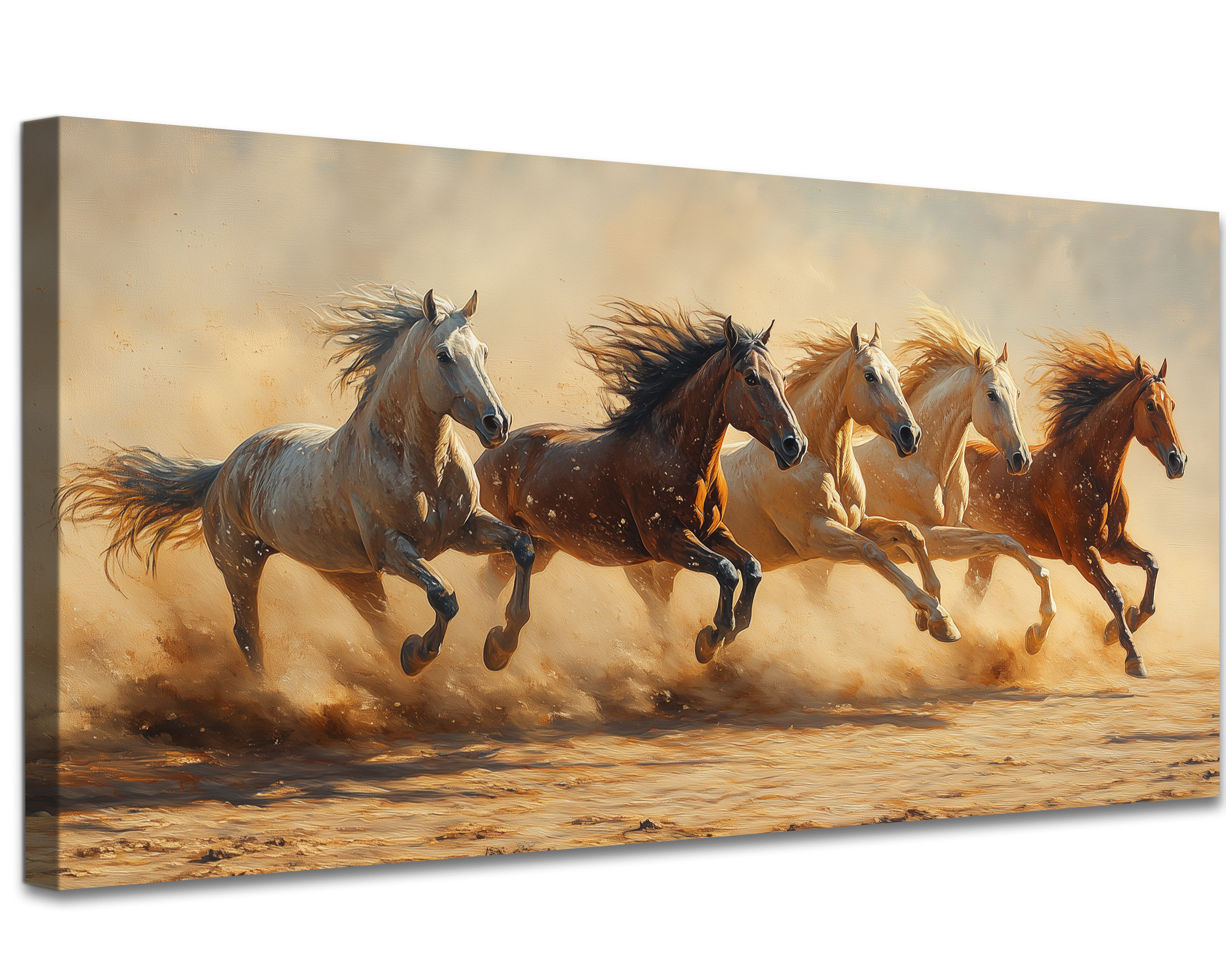 The Holiday Aisle® Horse Pictures Wall Decor - Running Horses Canvas ...