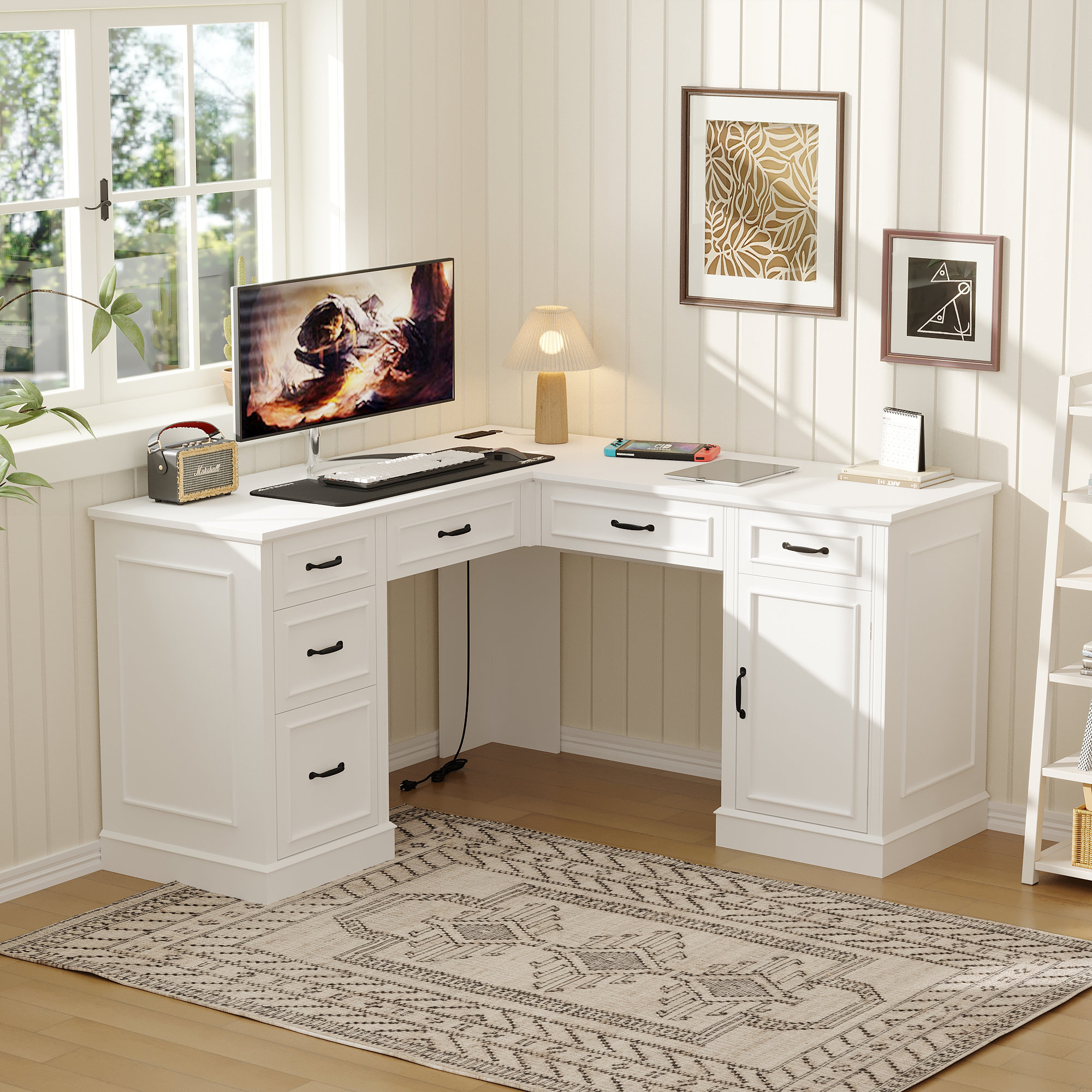 Latitude Run® 63'' W L-Shaped Computer Desk With File Drawer - Wayfair ...