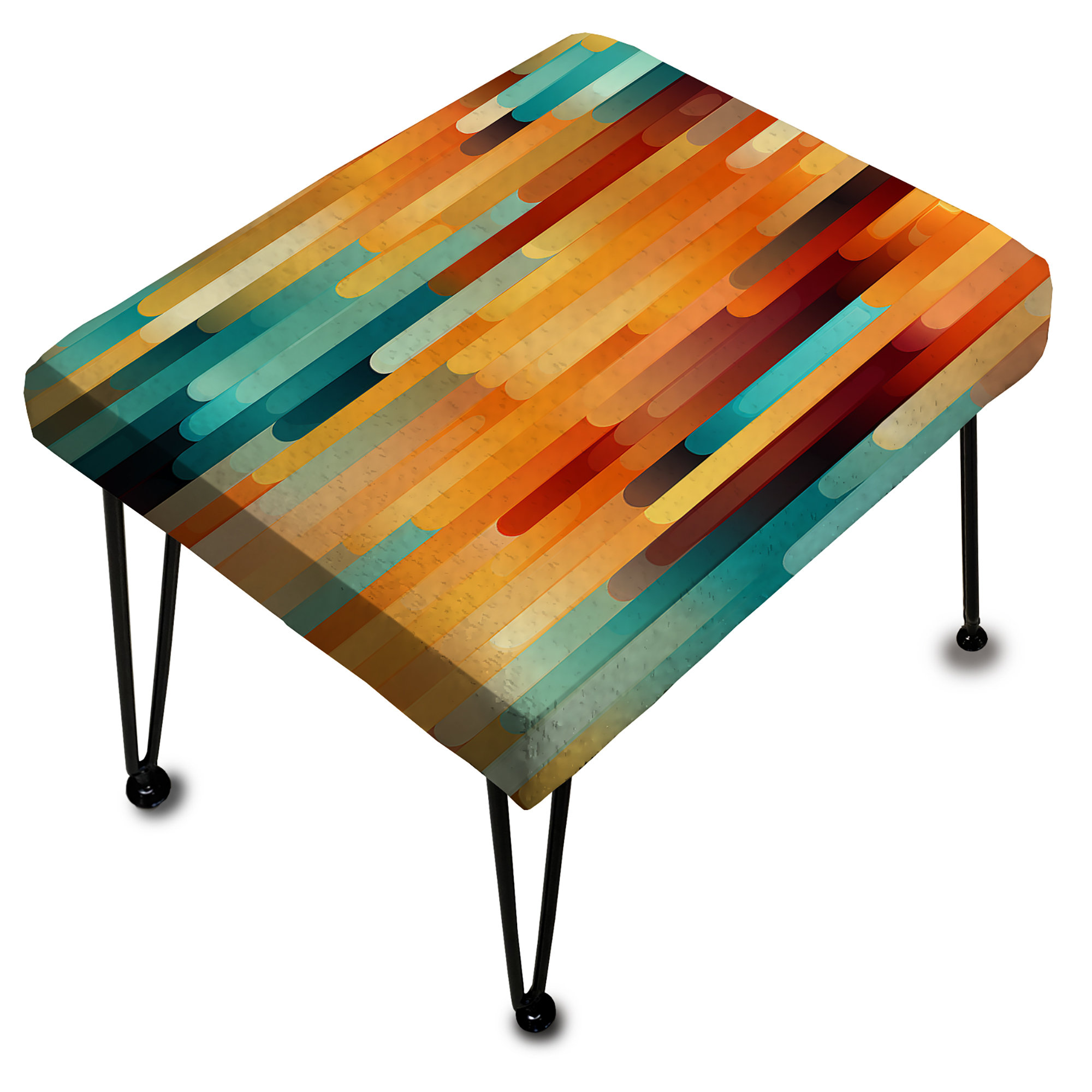Design Art Poupart Abstract Popsicle Parade - Striped Rectangle Ottoman ...