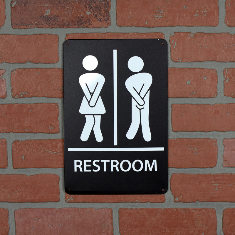 Trinx Stick Figure Funny Bathroom Sign Mens Ladies Commercial Bar ...
