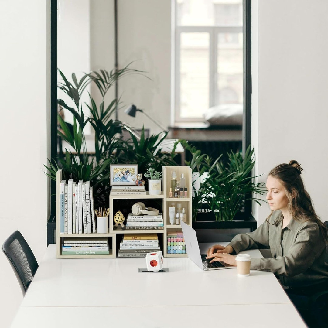 Latitude Run® Desktop Orgnizer Shlef For Top Of Desk Organizers And Accessories Corner Bookshelf ...