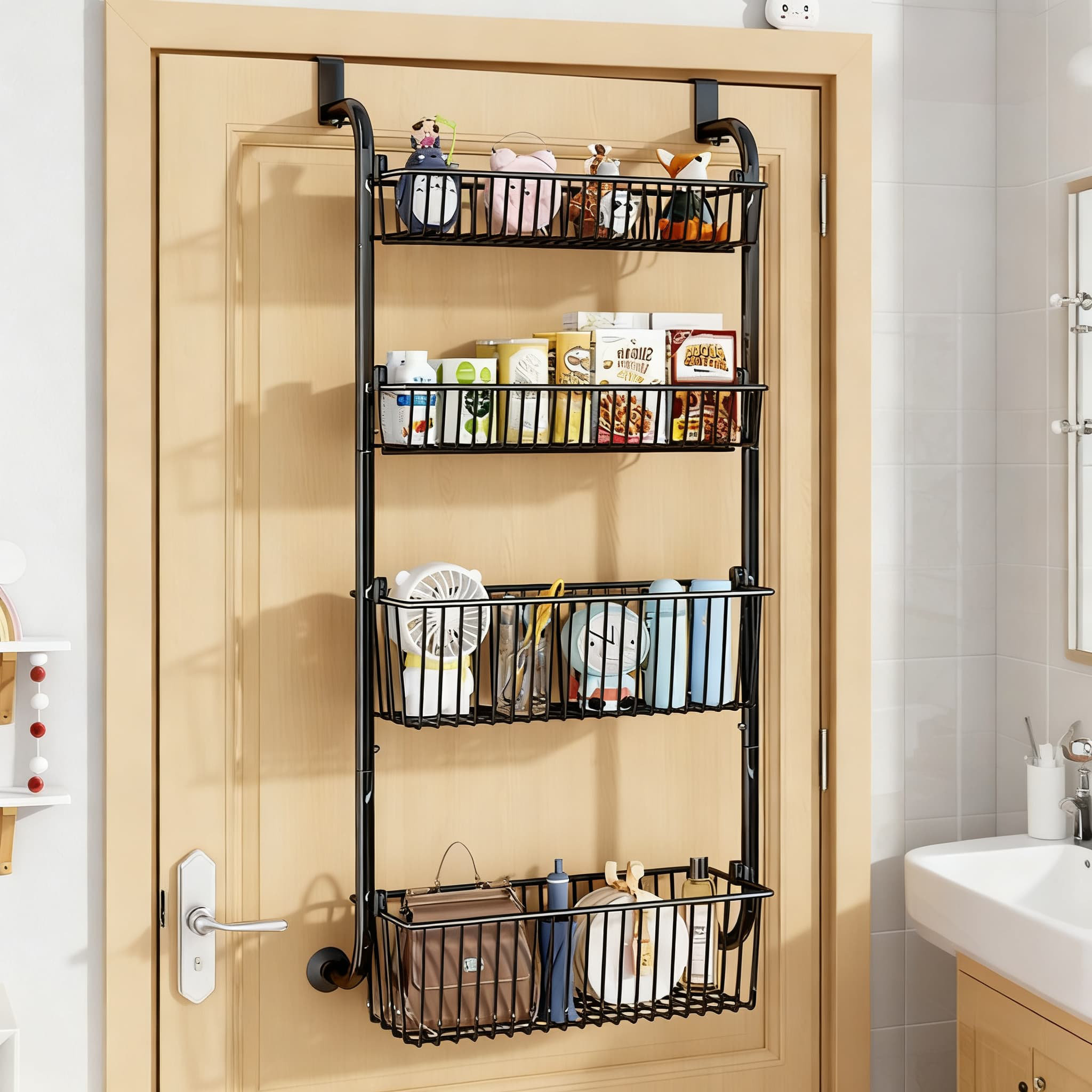Rebrilliant Over The Door Organizer Basket No Drill Hanging Storage ...