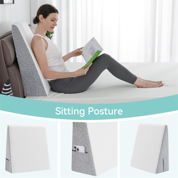 White Noise Bed Wedge Pillow For Sleeping, 8" 10" 12" Triangle Pillow ...